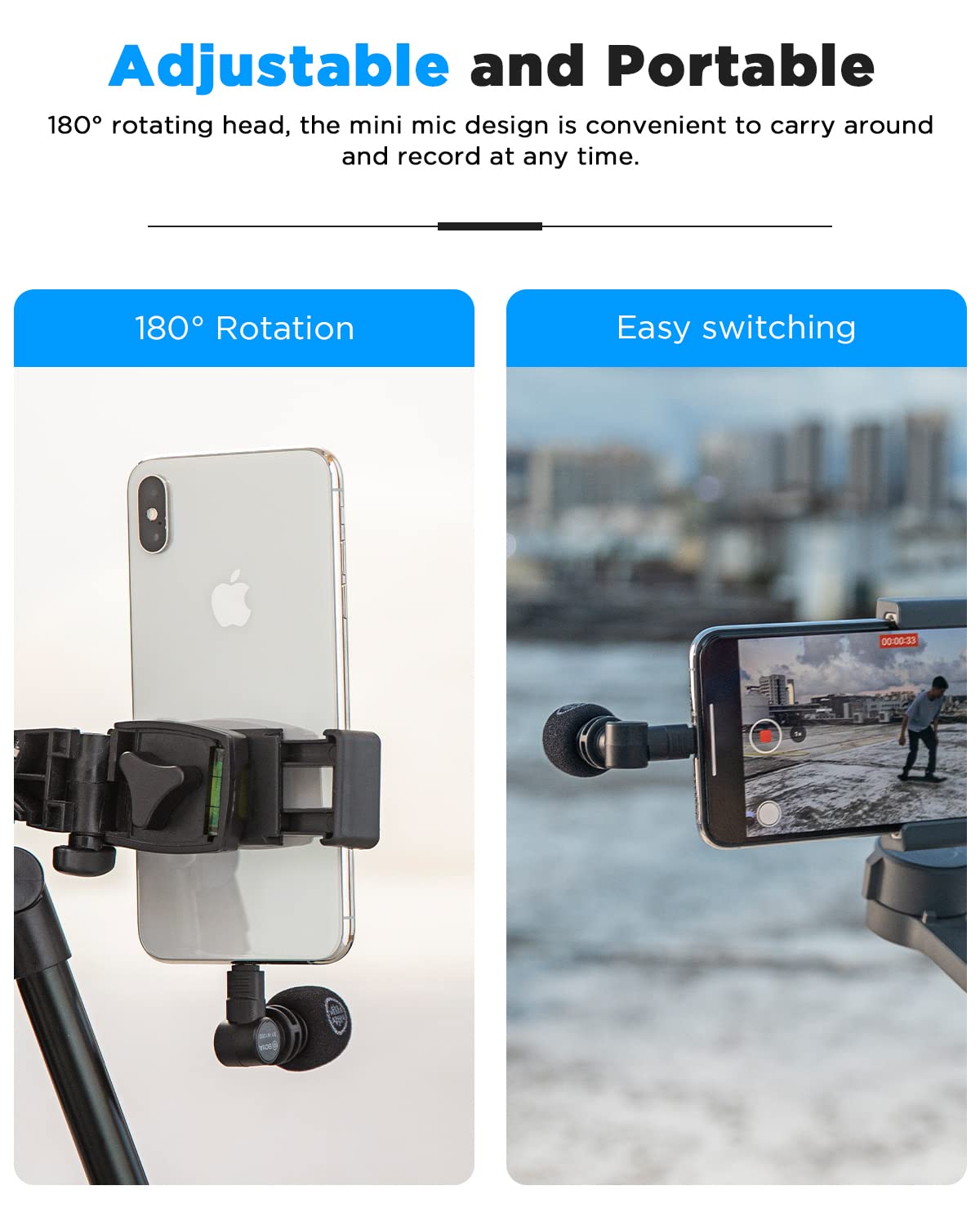 BOYA BY-M100D iPhone Microphone Mini Plug&Play Phone Microphone for iPhone 14/14 Pro/13/iPad/IOS with Lightning Port for YouTube/Vlog/Interview