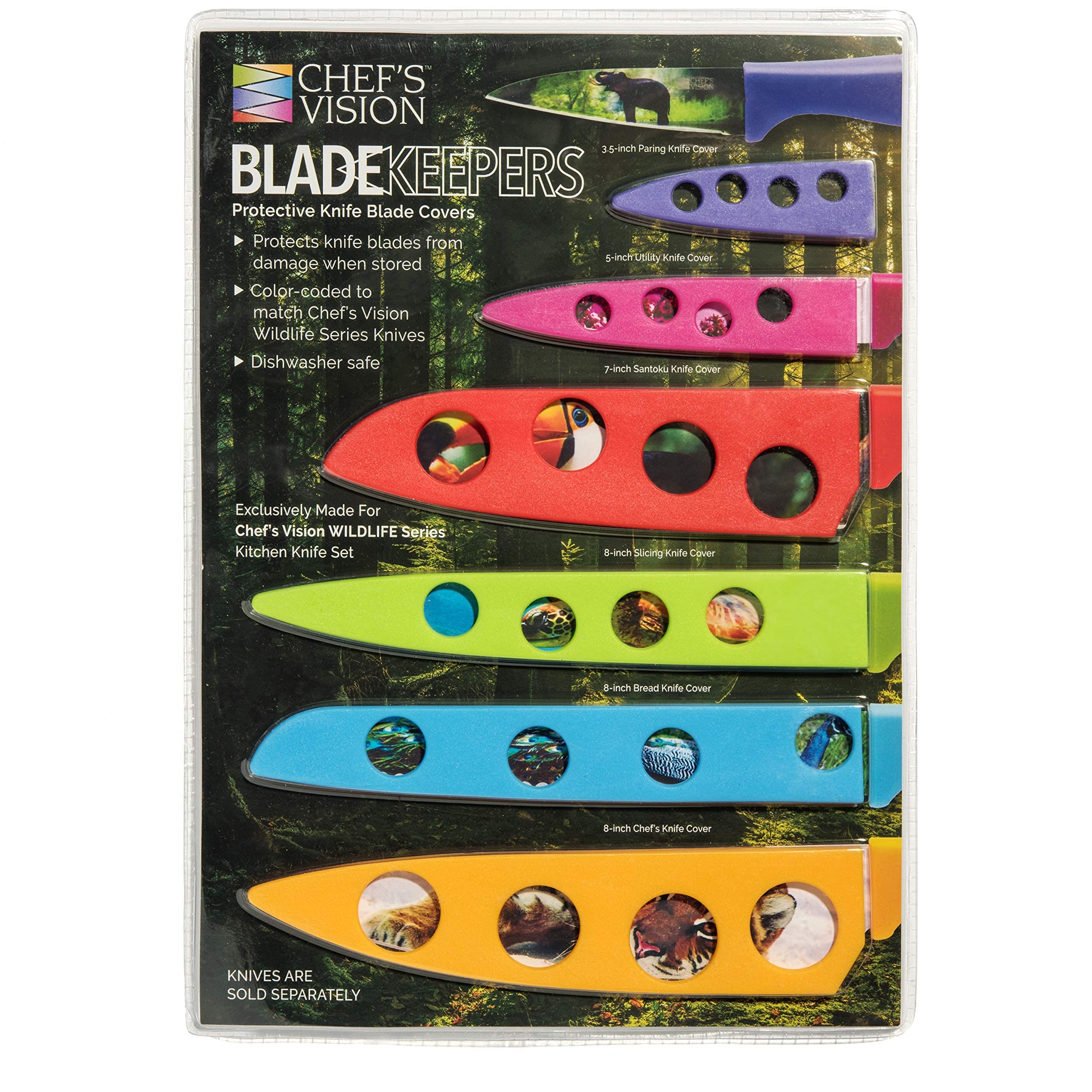 CHEF'S VISION Wildlife Knife Set Bundle With Matching Wildlife BladeKeeper Blade Covers