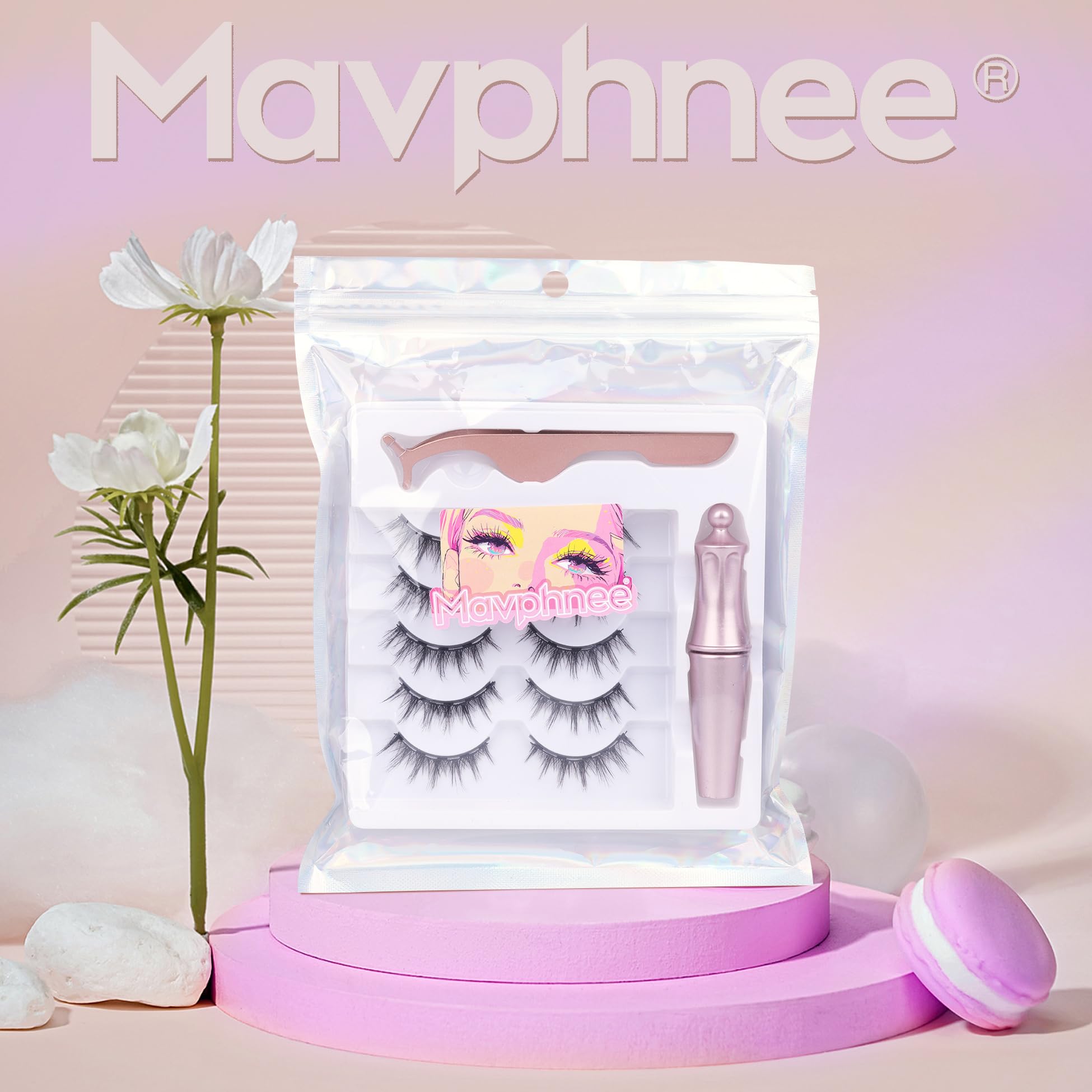 Colored Lashes Mink Fluffy Volume False Eyelashes 20MM Curly Long Dramatic Lashes with Color Full 5D Wispy Fake Eyelashes Pack 5 Pairs Pink Blue lashes by Mavphnee