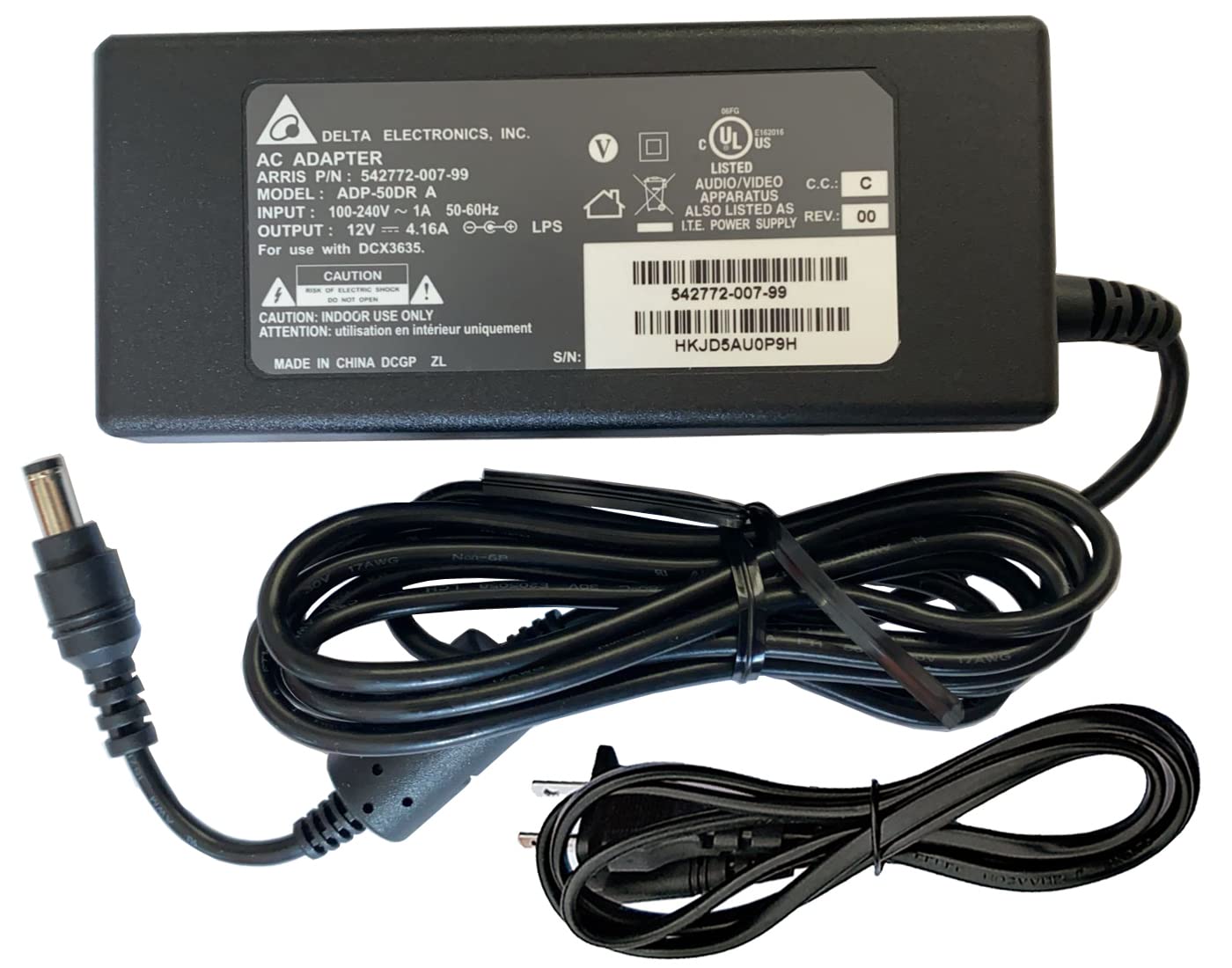 UL Listed 12V AC/DC Adapter Compatible with AT&T ATT Arris BGW210 BGW210-700 599185-002-00 Gateway Modem Router Broadband Phone WiFi EPS36R0-16 EPS36R0-40 EPS36R016 EPS36RO-16 12VDC 3A 36W DC12V Power