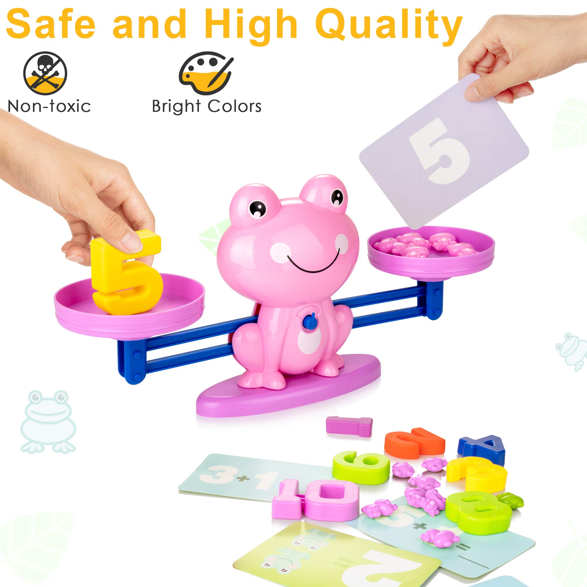 Batlofty Counting Balance Toy for Toddlers, Frog Educational Toy Number Counting Scale for Teachers and Students,STEM Learning Tool Math Game for Kids Gift Age 3+,63 PCS, Pink