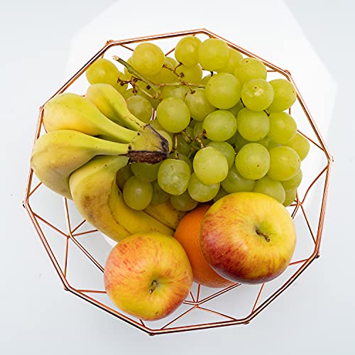 Fruit Bowl for Kitchen Counter - Fruit Basket for Kitchen Countertop - Copper Fruit Bowls Vintage Style - Keeps Fruits and Vegetables Fresh - 10.2 x 4.7 x 5.3 in…