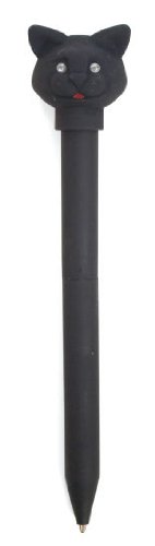 Kikkerland Cat LED Ballpoint Pen, Black (4421C)