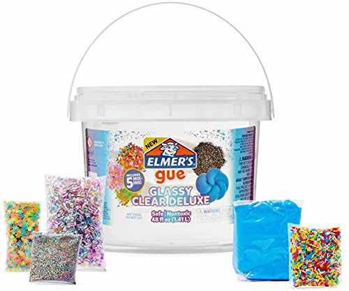 Elmer's GUE Premade Includes 5 Sets of Slime Add-ins, 3 Lb. Bucket, Glassy Clear, Large
