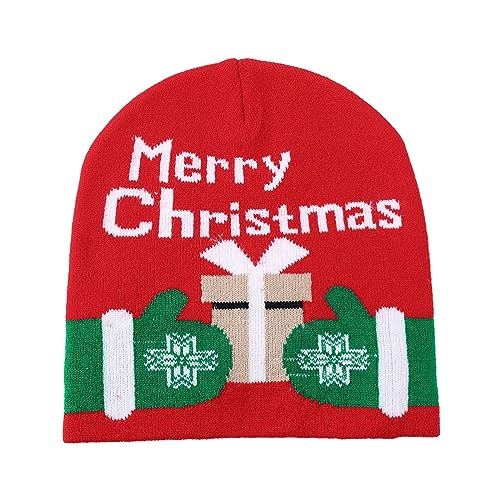 Beanie Hat Women's Deer Knitted Hat with Ear Christmas Red Creative Warm Woolen Hat (Green, One Size)