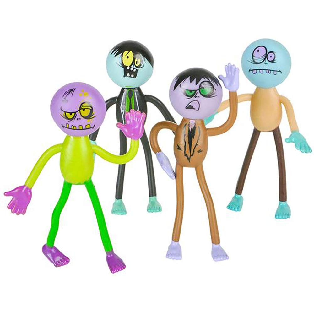 Kicko Bendable Zombies - Pack of 12 Assorted Mini Stretchy Monster Action Figures for Kids and Adults - Perfect for Scary Toys, Zombie Decorations, Zombie Birthday Party Supplies