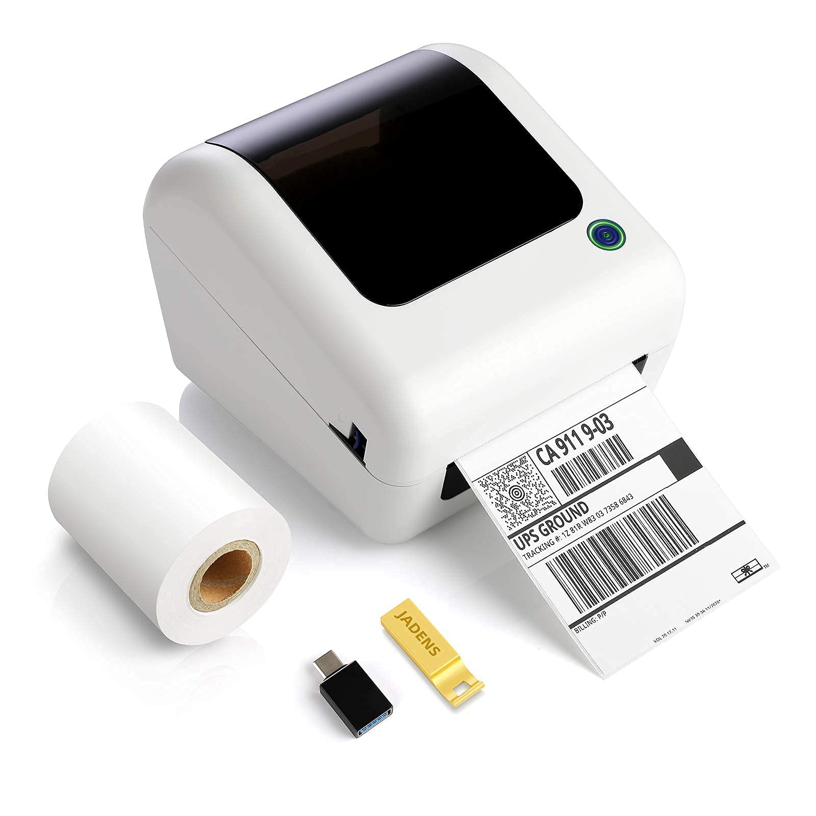 JADENS Bluetooth Thermal Shipping Label Printer - High Speed 4x6, Bluetooth Support PC and Mobile, USB for MAC, Bluetooth for PC and Phone, Compatible with Ebay, Amazon, Shopify, Etsy, USPS Barcode