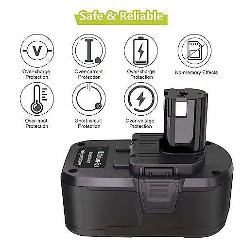 KUNLUN 2Pack 6.0Ah 18-Volt Replacement for Ryobi 18V Lithium Battery ONE+ Plus P108 P102 P103 P104 P105 P107 P109 P122 PBP005 RB18L50 Cordless Power Tools
