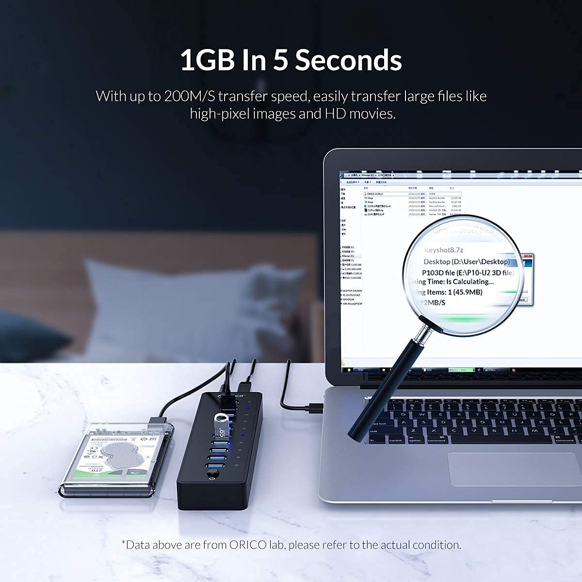 ORICO Powered USB Hub, 10 Ports 36W USB 3.0 Data Hub with 12V/3A Power Adapter for Computer, PC, Laptop, Mobile HDD, Flash Drive and More