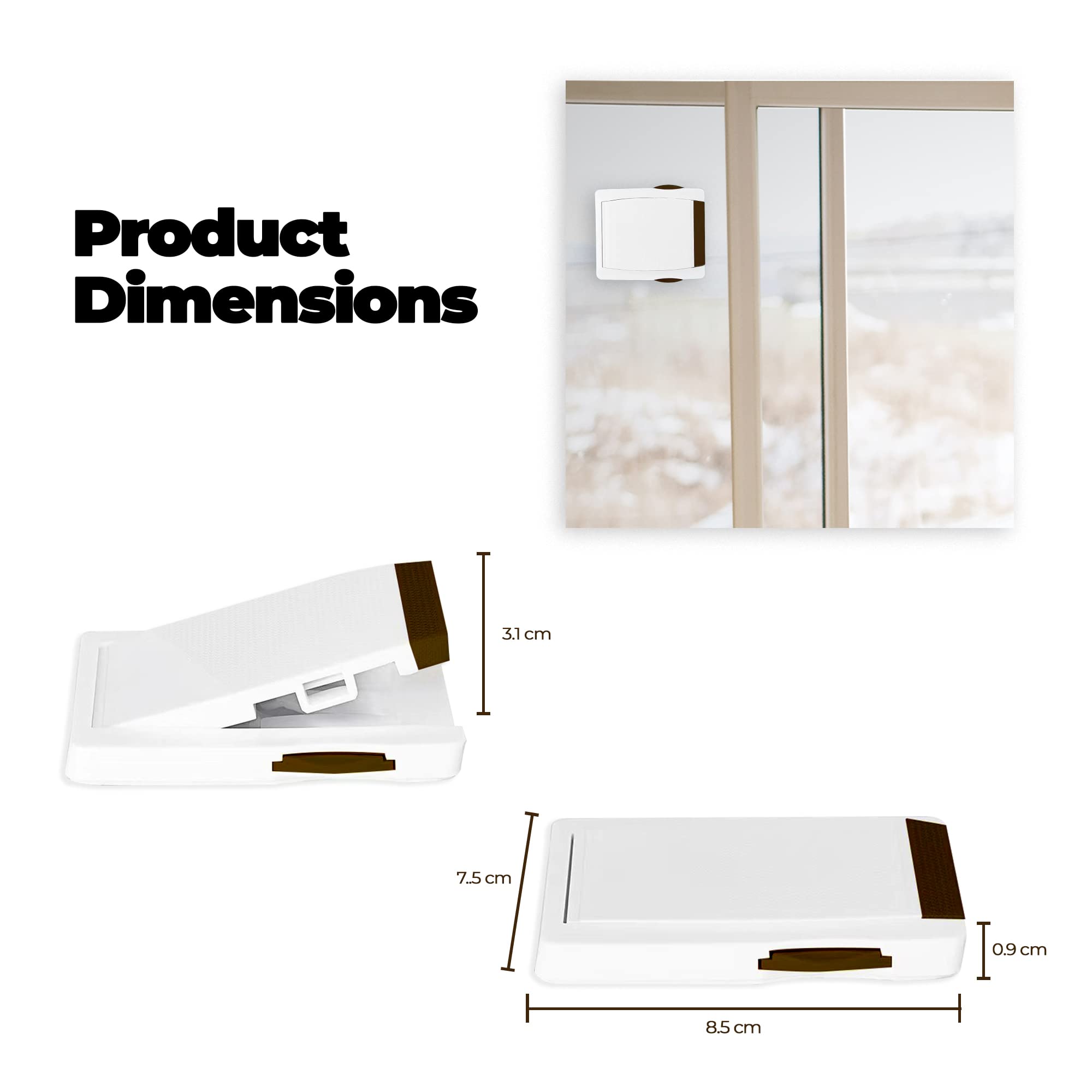 Child Proof Sliding Glass Door Lock, Home Security For Your Family, Easy To use Screen Door Safety Stopper, 4 Pack - Chocolate