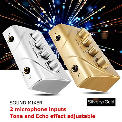 Baoer Karaoke Sound Mixer Audio System Dual Mic Input Portable Mini Digital Karaoke Machine Mixer for Family KTV Black