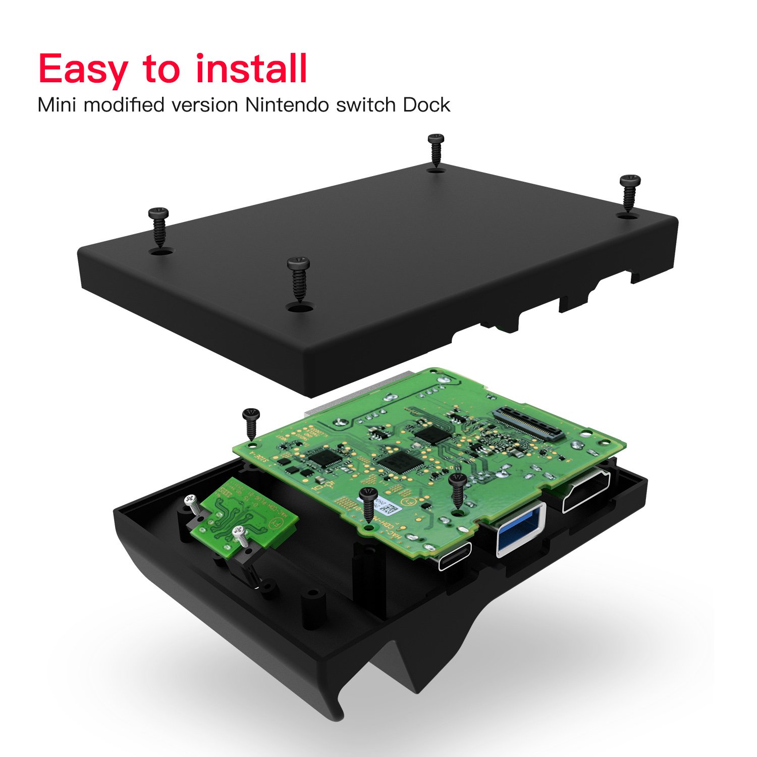 BASSTOP Portable Dock Replacement Case for Nintendo Switch (Only The case, You Have to DIY with The Circuit Board chip from The Original Dock