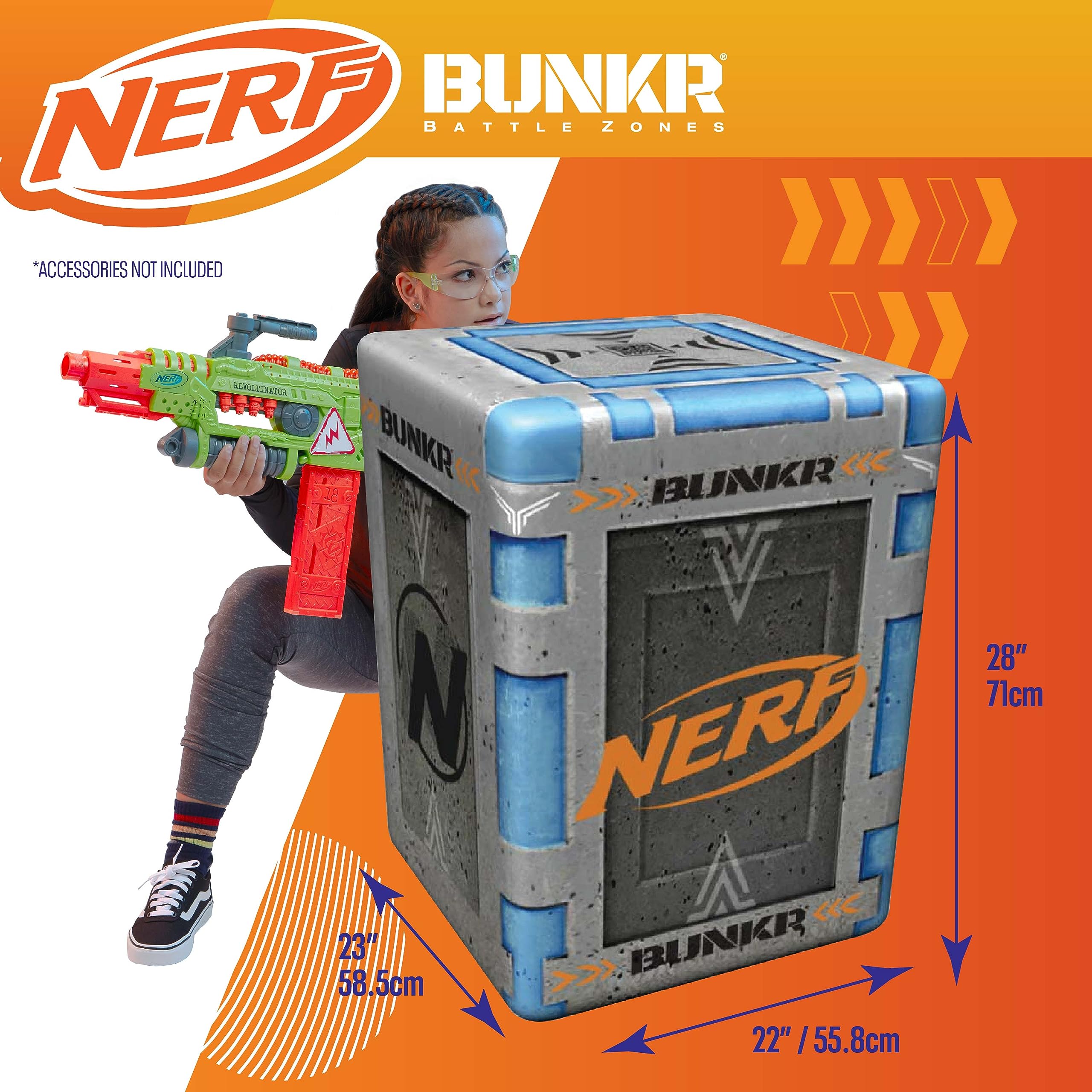 NERF BUNKR Officially Licensed Battle Royale Inflatable Bunker Battlezone - 5 Piece Barricade Set Crates Barrels