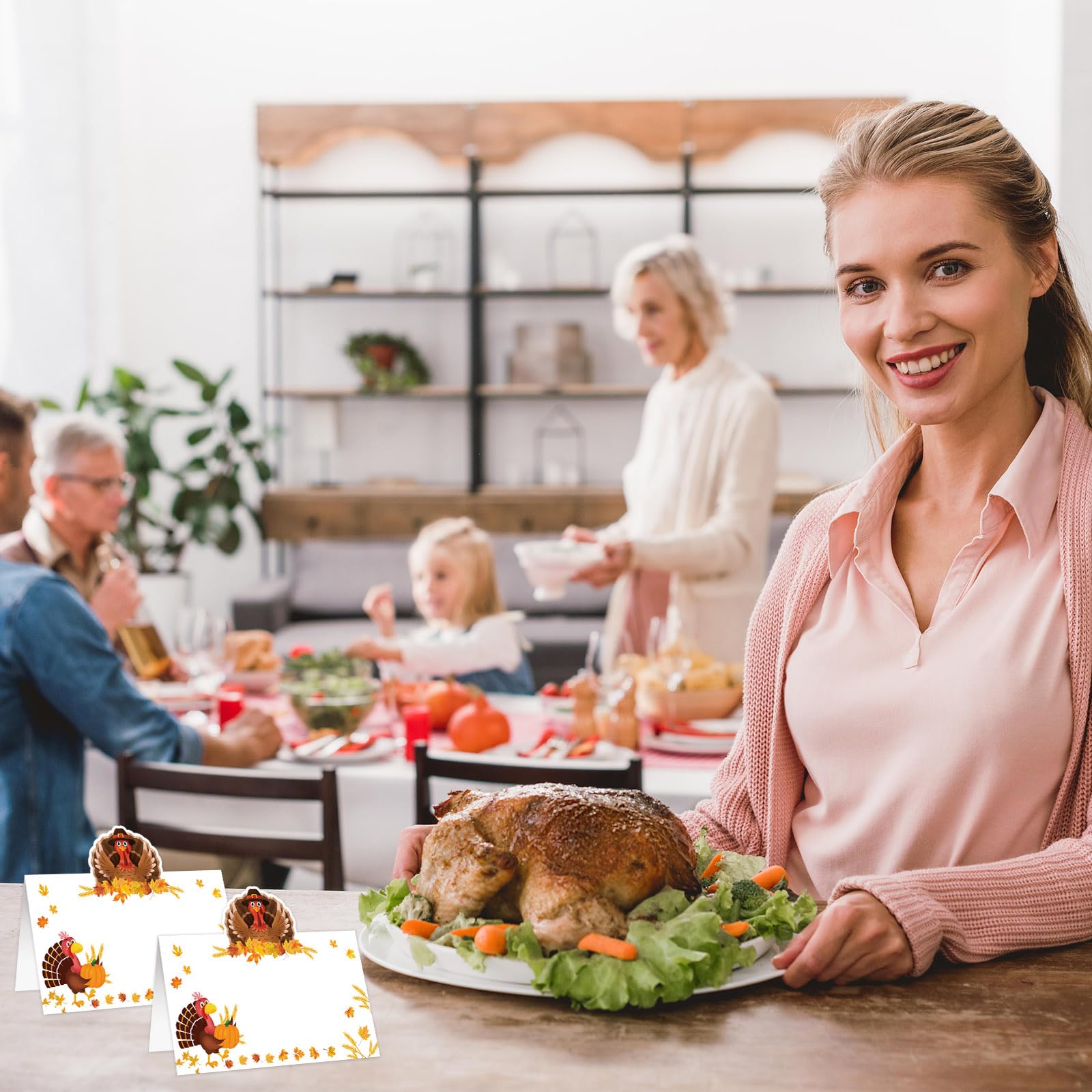 Thanksgiving Table Place Cards Turkey Tent Name Cards for Guest Table Seating 25Pcs
