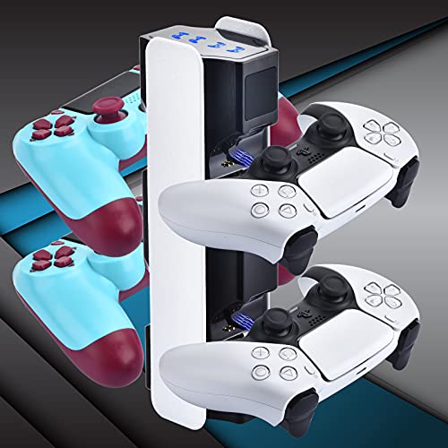 AUGEX Controller Charger Used for PS4/PS5 Controller, Controller Charging Station Work with Playstation 5/Playstation 4 with Fast Charging Speed Within 2 Hours