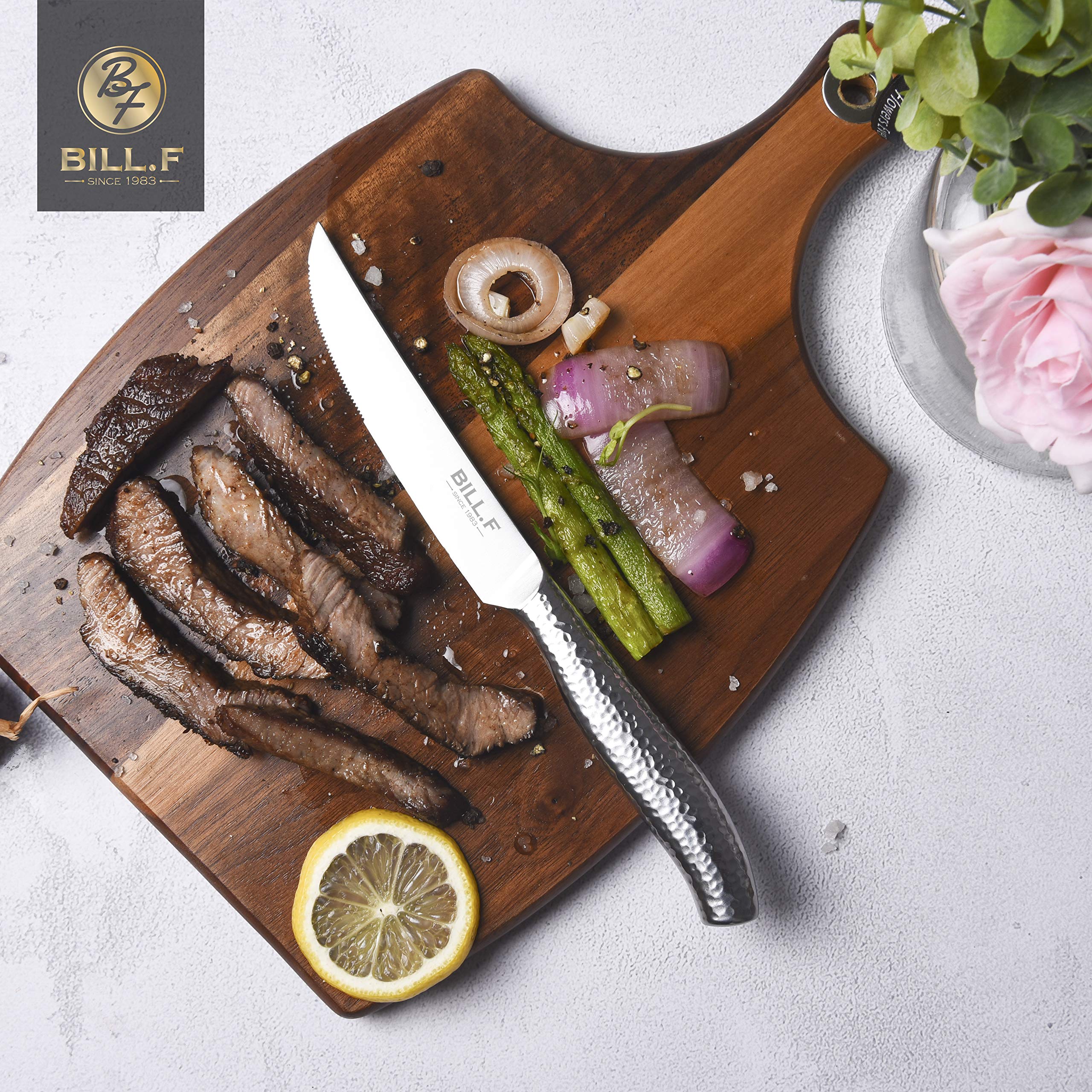 BILL.F Steak knives Serrated Steak Knife Set Stainless Steel Steak Knife Set of 4