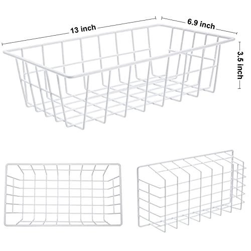 Homics Freezer Organizer Bins Wire Baskets, Kitchen Pantry Cabinet Refrigerator Organizer Storage Bins for Fruit Vegetable Soda Cans, 2 Pack
