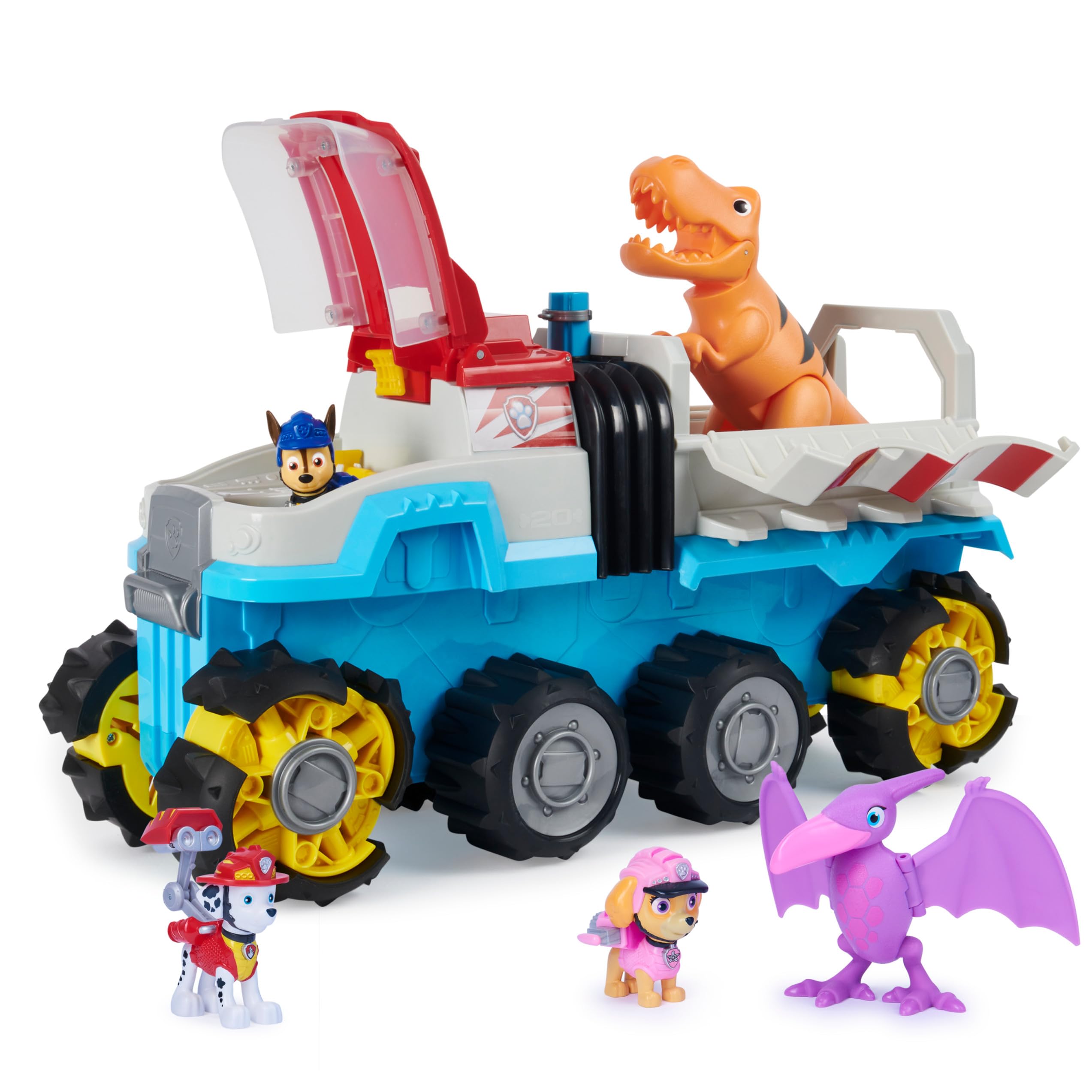 Paw Patrol, Dino Patroller Motorized Vehicle with 3 Exclusive Bonus Action Figures and 2 Dinosaur Toys (Amazon Exclusive), Kids Toys for Ages 3 and up