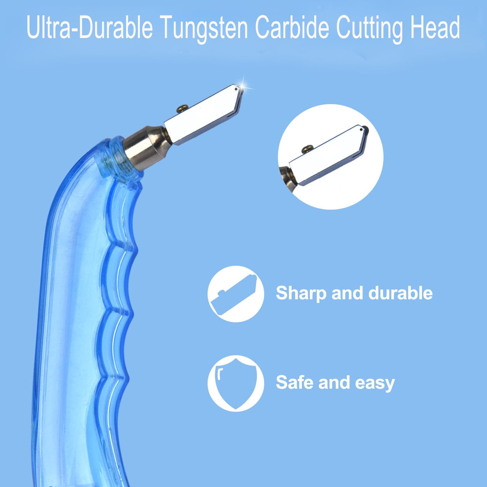 Comfylichi Pistol Grip Oil Feed Glass Cutter 2 Pack - Professional Glass Cutting Tool with Tungsten Cutter Heads and Oil Dripper, for 1-6mm Thick Stained Glass and Mirrors