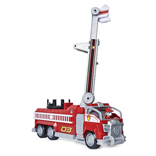 Paw Patrol, Marshallâs Transforming Movie City Fire Truck with Extending Ladder, Lights, Sounds and Action Figure, Kids Toys for Ages 3 and up