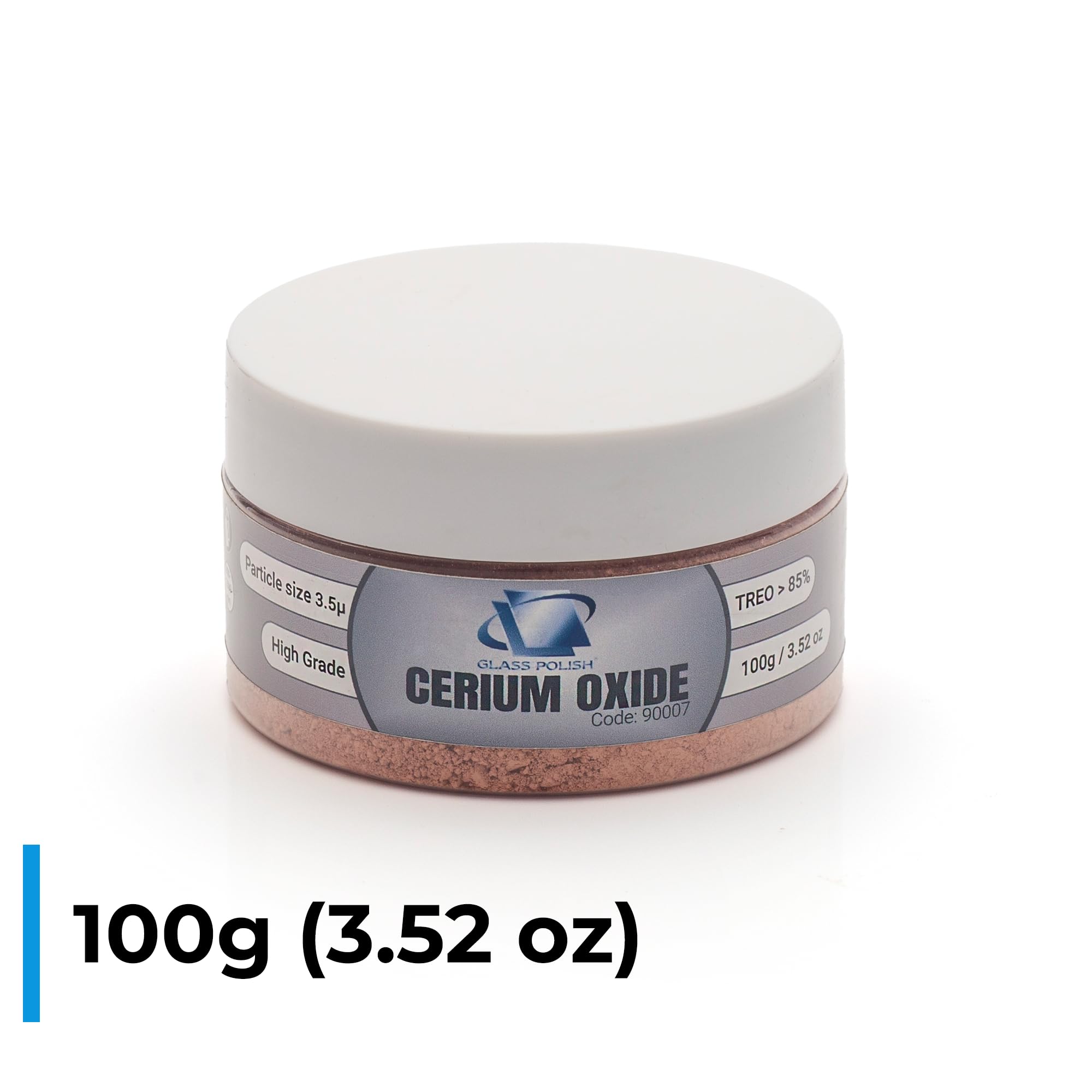 GLASS POLISH PRO 3.52oz (100g) Cerium Oxide, High-Grade Glass Polishing Powder, Enhanced Formula, TREO 85%, 3.5 Microns, Brown – GP90007