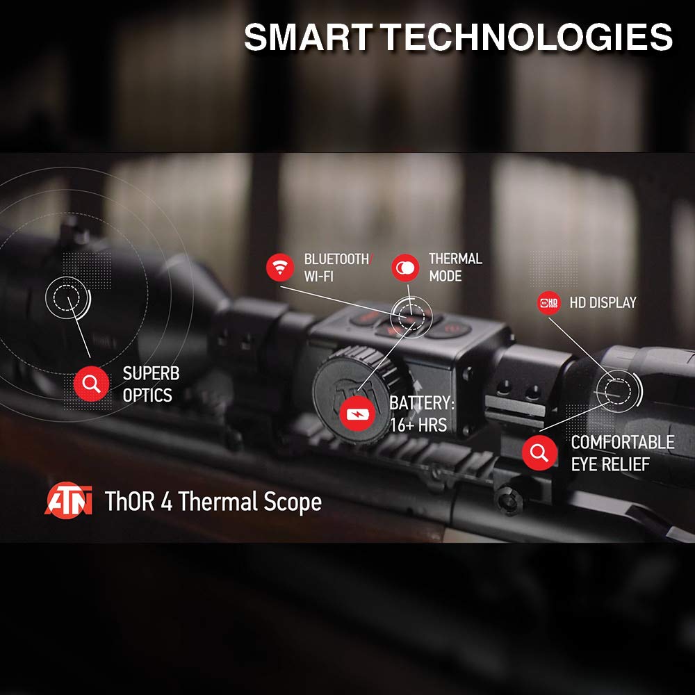 ATN Thor 4 384x288, 4.5-18x Thermal Scope w/Video rec in HD, Smooth Zoom, Bluetooth and Wi-Fi (Streaming, Gallery & Controls)