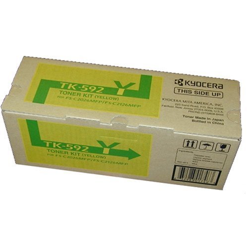 Kyocera Mita TK-592Y 1T02KVAUS0 FS-C2026 C2126 C2526 C5250 M6026 P6026 Toner Cartridge (Yellow) in Retail Packaging