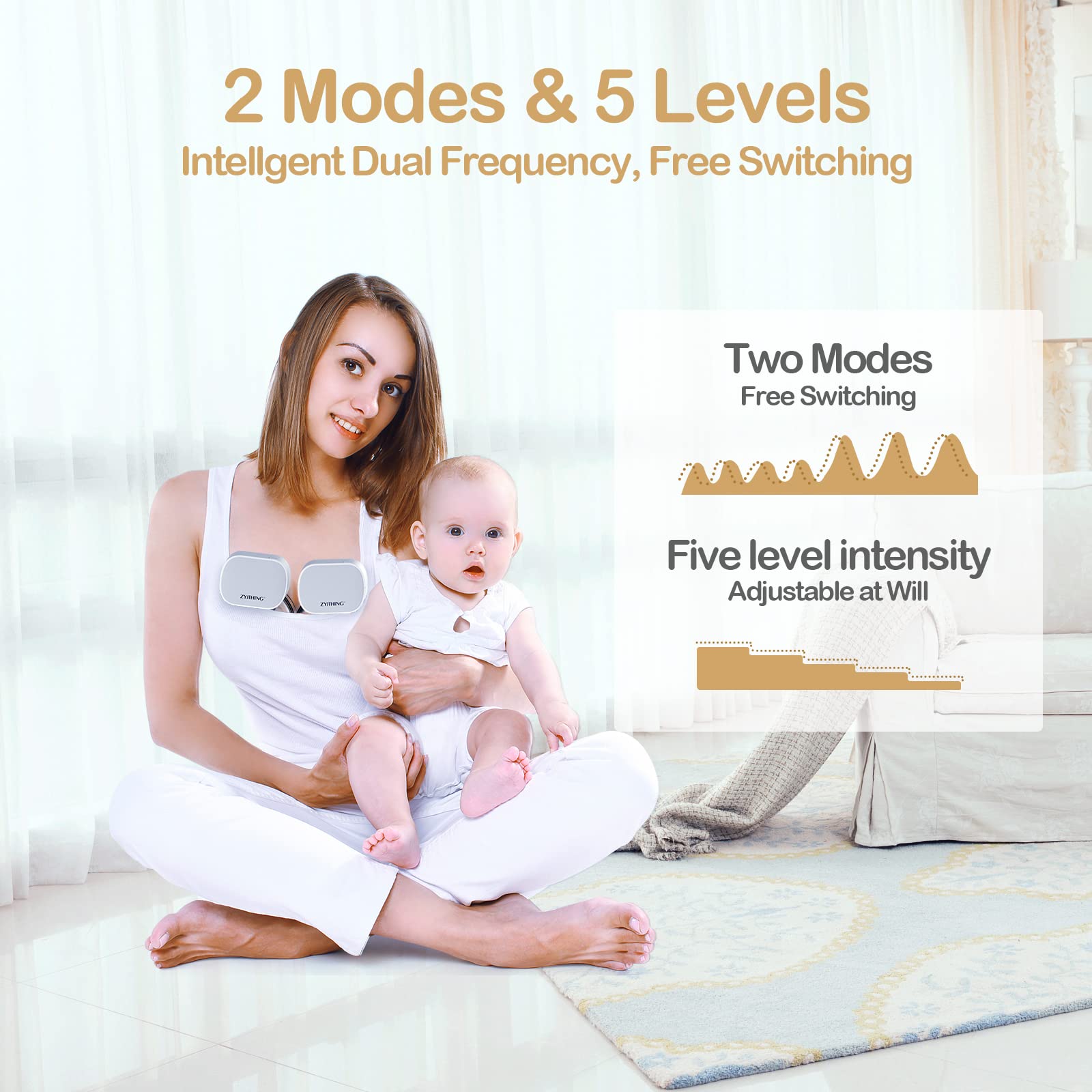 Breast Pump,Wearable Breast Pump,Breast Pump Hands Free,Hands Free Breast Pump,Low Noise,Painless Massage and Breast Suction 2Modes,5Levels Electric Breast Pump Portable,24mm Flange