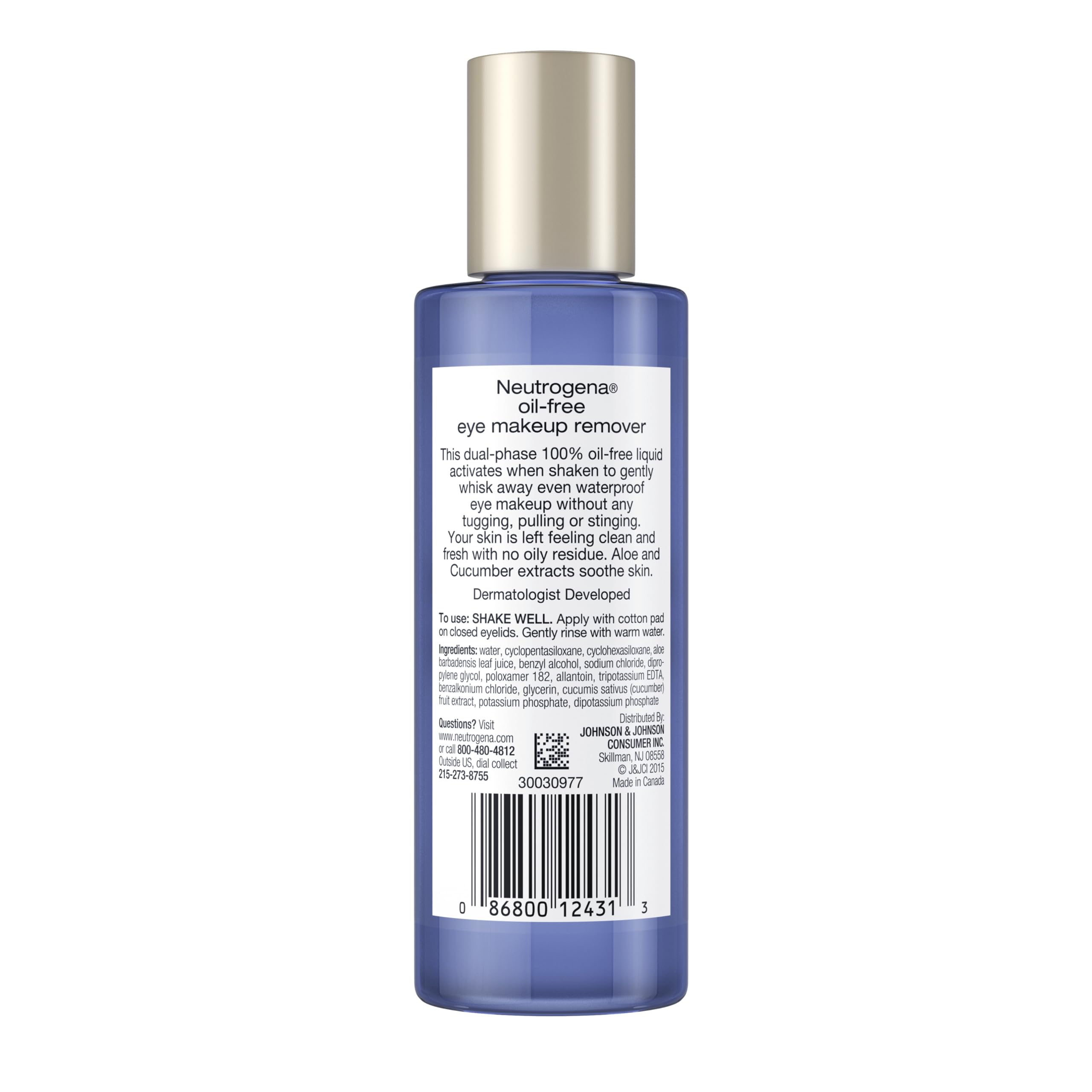 Neutrogena Gentle Oil-Free Eye Makeup Remover & Cleanser for Sensitive Eyes, Non-Greasy Makeup Remover, Waterproof Mascara Remover, Dermatologist & Ophthalmologist Tested, 3.8 fl. oz