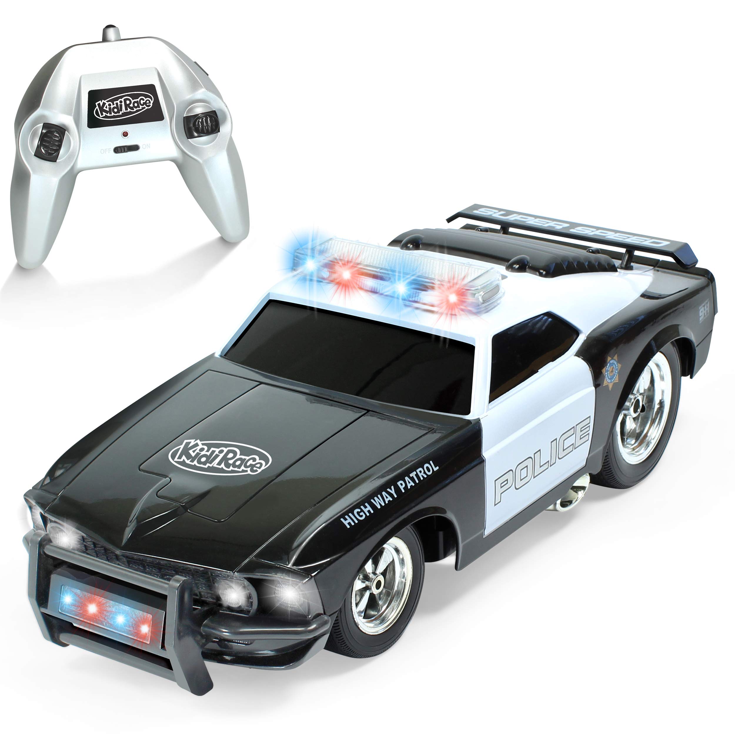 Kidirace Remote Control Police Car with Flashing Lights & Sounds – 2.4GHz RC Cop Car for Boys and Girls Ages 3+