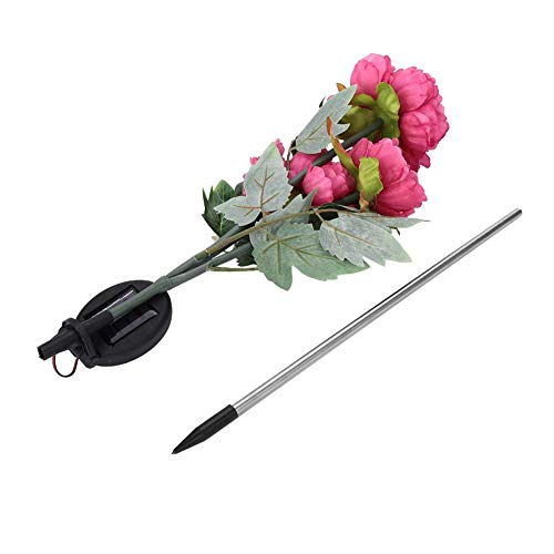 PBOHUZ Solar Flower Light - Solar Power LED 3 Heads Simulation Peony Rose Flower Light for Home Garden Lawn Decor