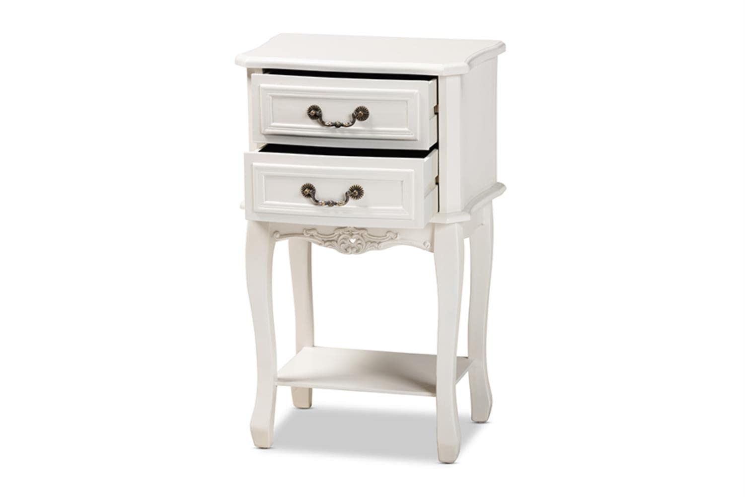 Baxton Studio Gabrielle Traditional French Country Provincial White-Finished 2-Drawer Wood Nightstand