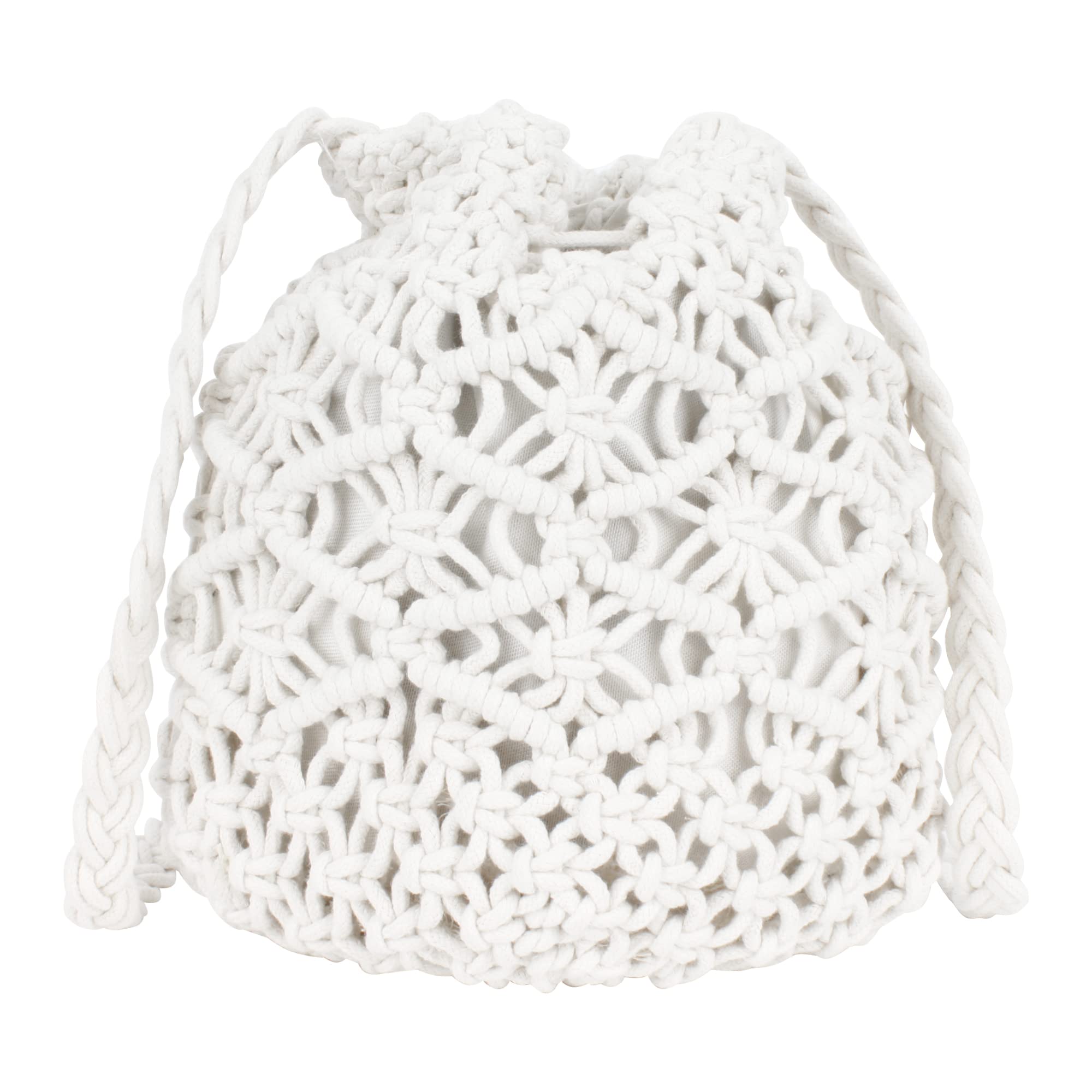 Meyaus Women Mini Cotton Crochet Crossbody Bag Summer Beach Shoulder Bag Drawstring Purse