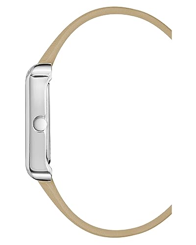 Nine West Women's Japanese Quartz Dress Watch with Faux Leather Strap, Beige, 18 (Model: NW/2117SVTN), Tan/Silver