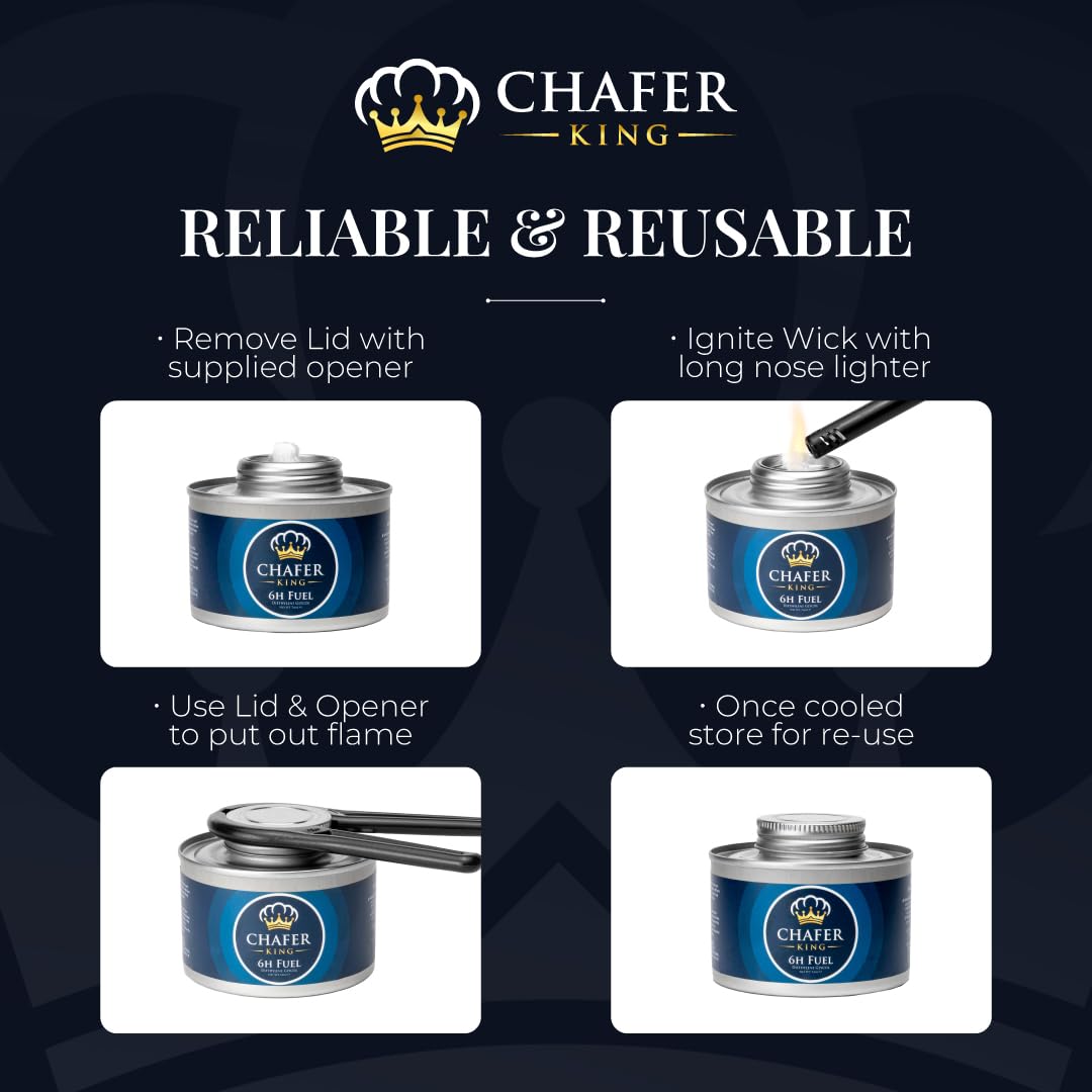 Chafer King - 15 Pack (for Price of 12) - 6 Hour Chafing Fuel Cans, Food Warmers for Parties, Chafing Dish, Buffet Set,