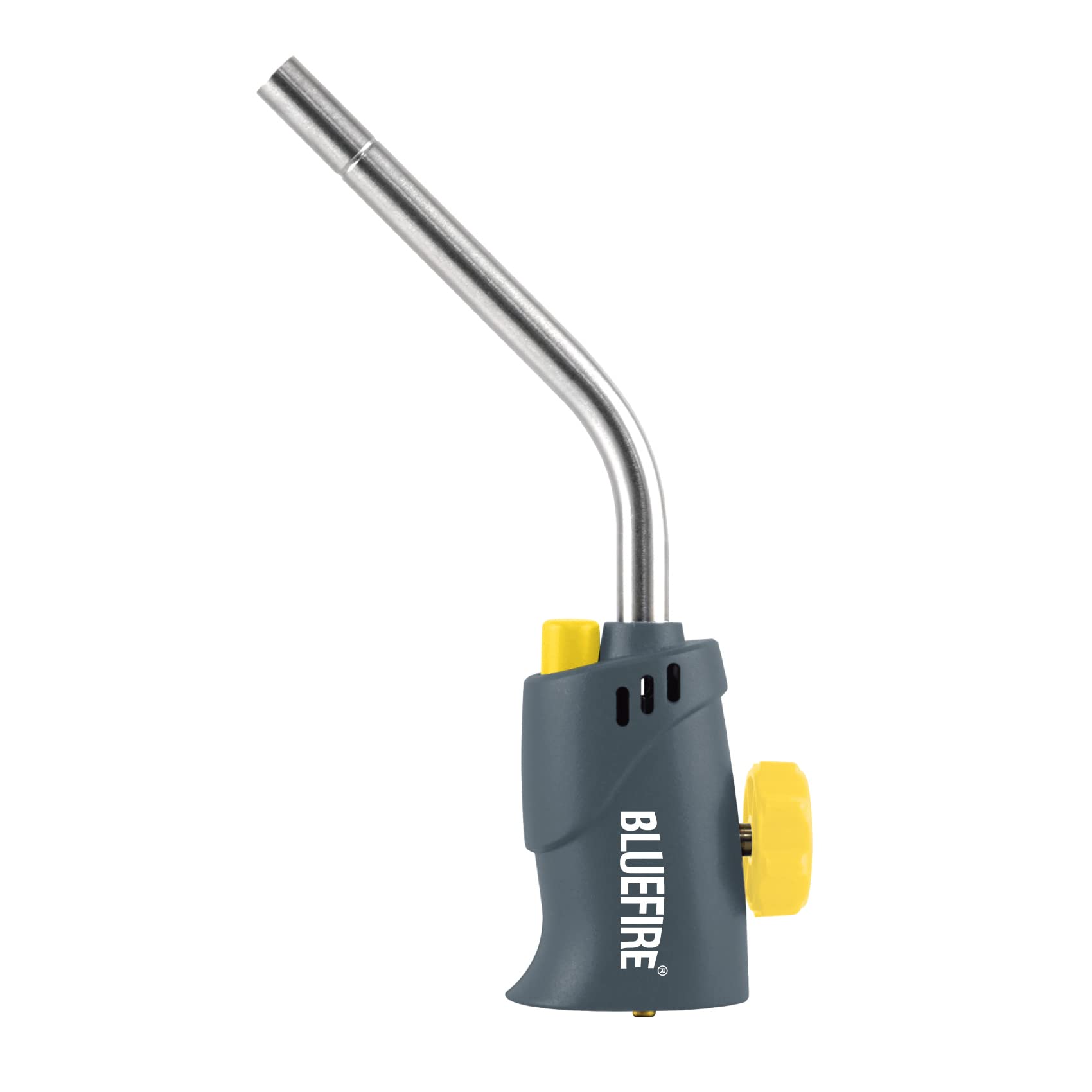 BLUEFIRE Trigger Start Gas Welding Torch Head with MAPP Kit,Extend 1.5" Tube Piezo Self Ignition Nozzle Fuel by MAPP MAP PRO Propane 1lb Handheld Cylinder Soldering Brazing Triple-Point Flame