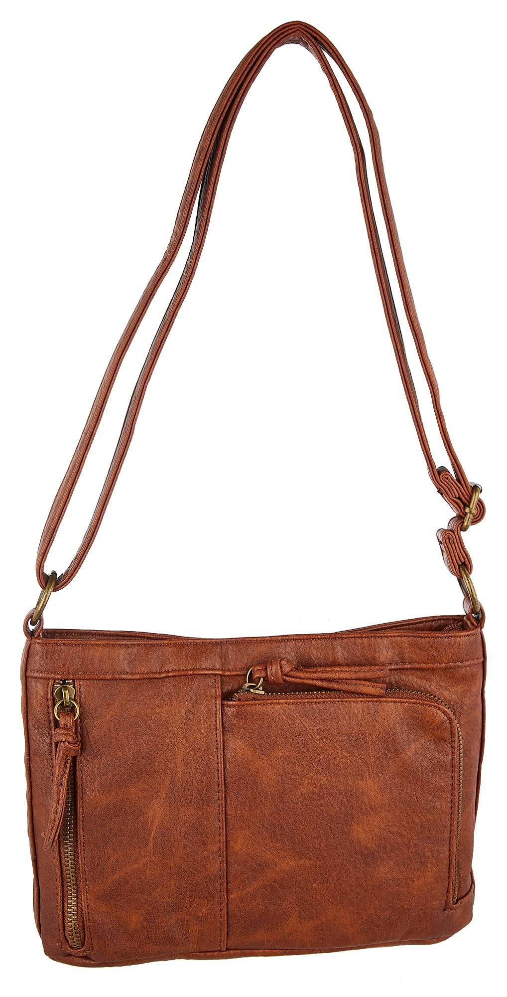 Bueno Antique Wash Vegan Leather Crossbody Bag One Size Brown