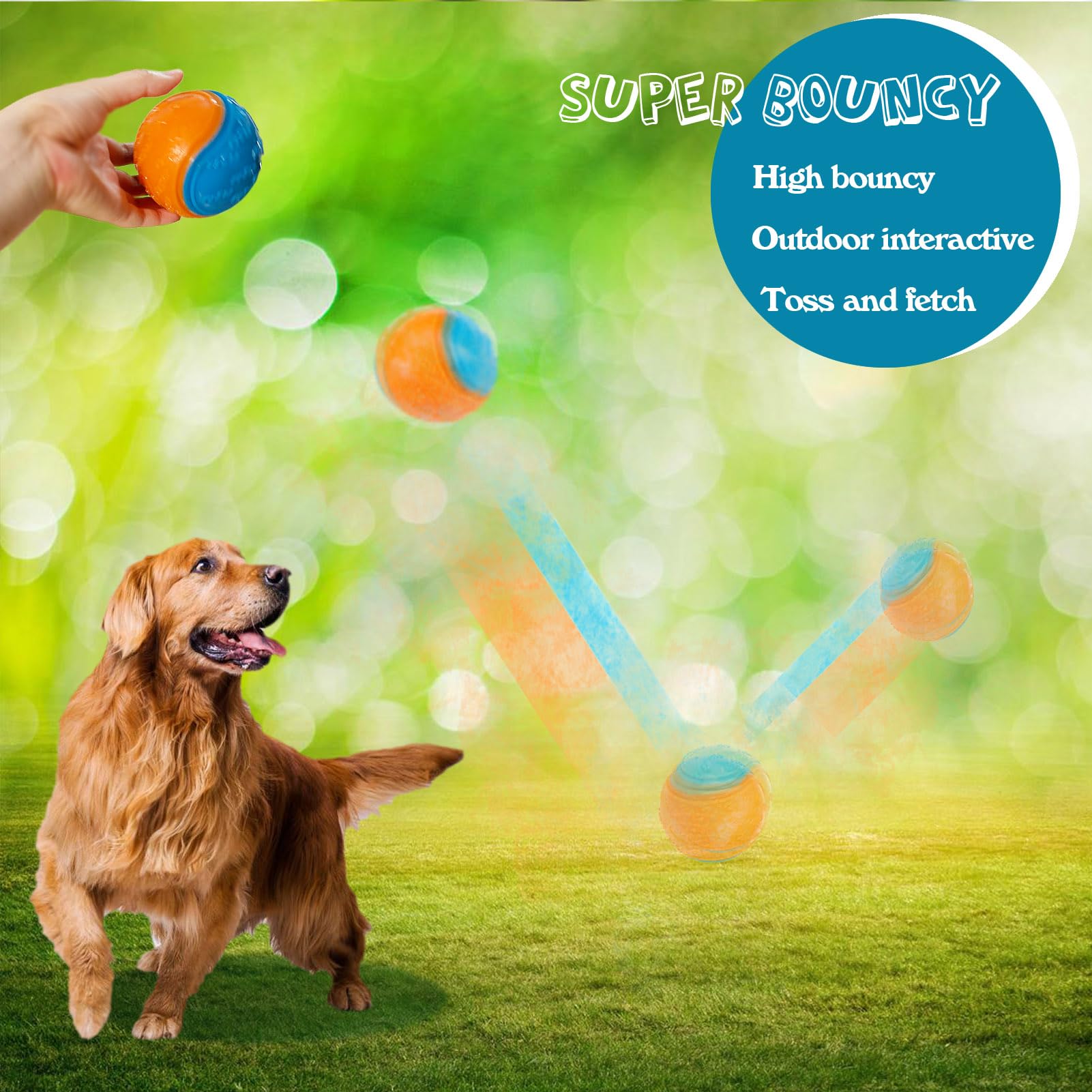 Cdyzqikm 2.3” Squeaky Dog Toy Ball Pack High Bouncy Ball for Interactive Playing Spikys Pet Balls for Teeth Cleaning Durable Tough Chew Toys for Small & Medium Dogs Fetch Training Teething Balls 6Pcs