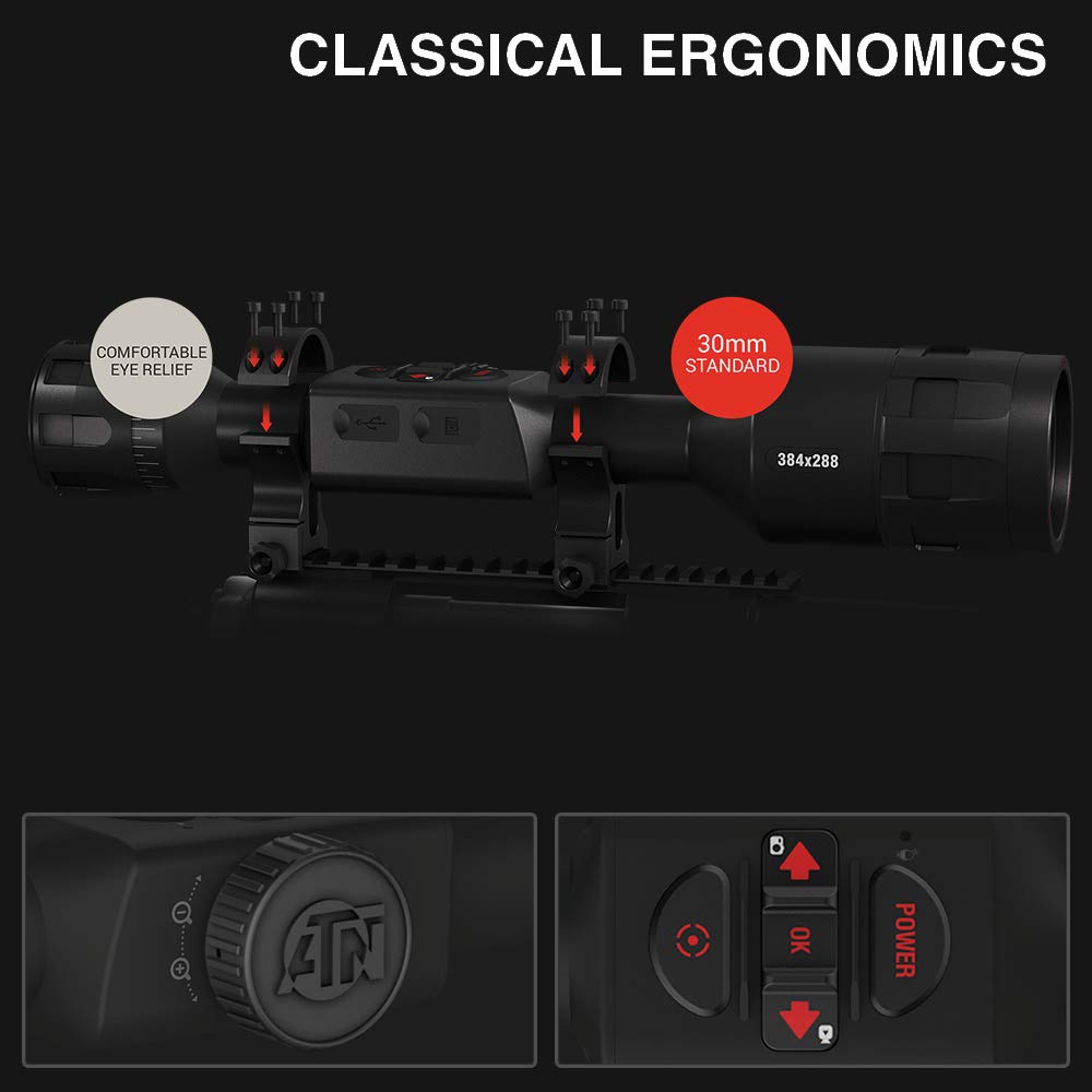 ATN Thor 4 640x480, 1.5-15x Thermal Scope w/Video rec in HD, Smooth Zoom, Bluetooth and Wi-Fi (Streaming, Gallery & Controls)