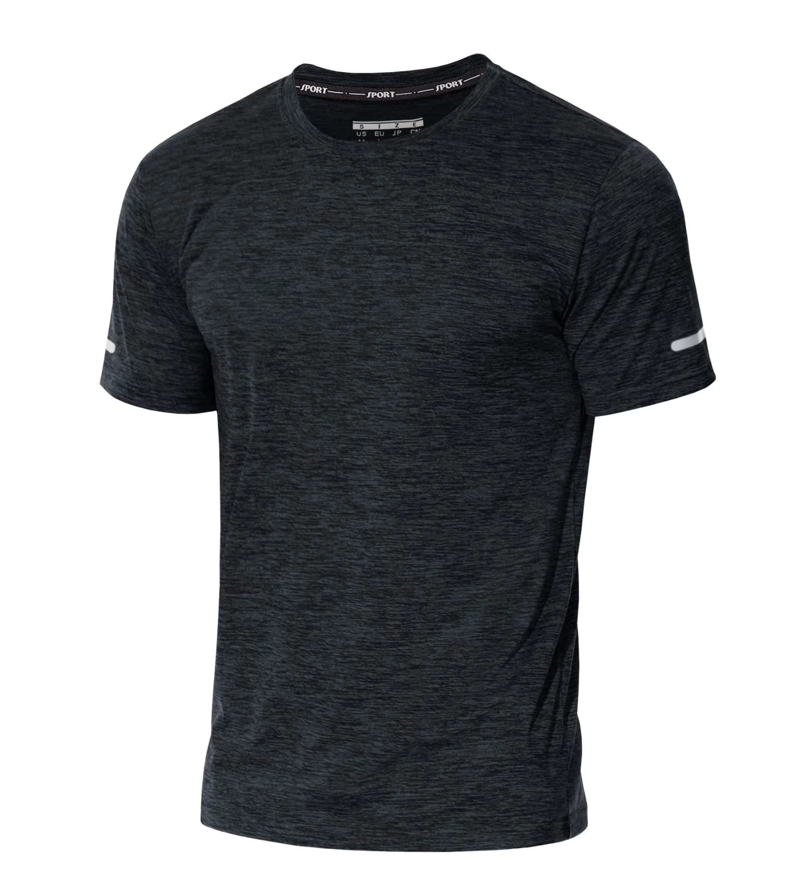 BIYLACLESEN Mens Workout Exercise Shirts Lightweight Quick Dry Running Shirts Crew neck Gym Athletic Shirts for Men Black