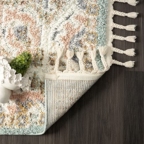 LUXE WEAVERS Southwestern Medallion Fringe Blue 8x10 Area Rug