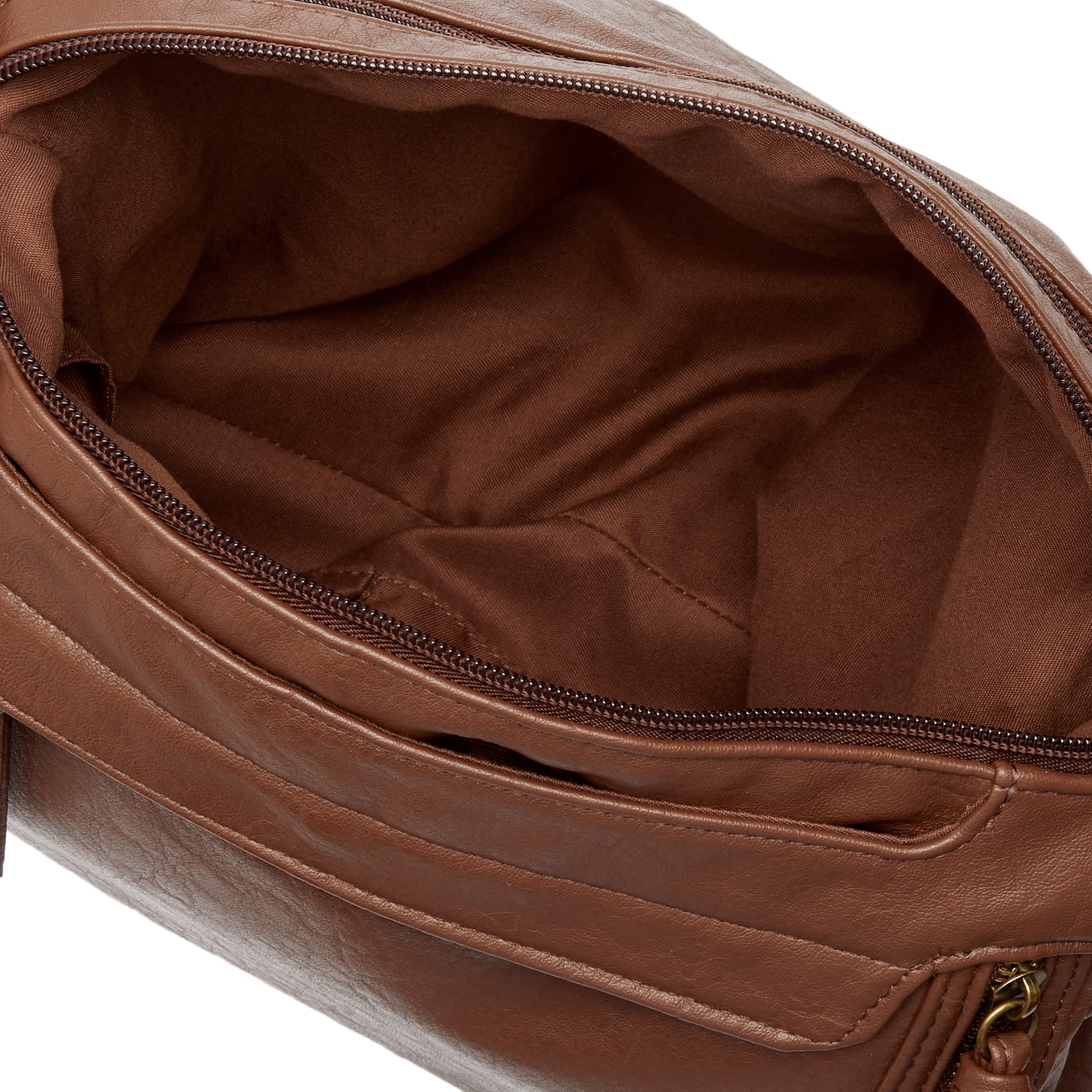 Bueno of California Smooth Faux Leather Shoulder, Brown