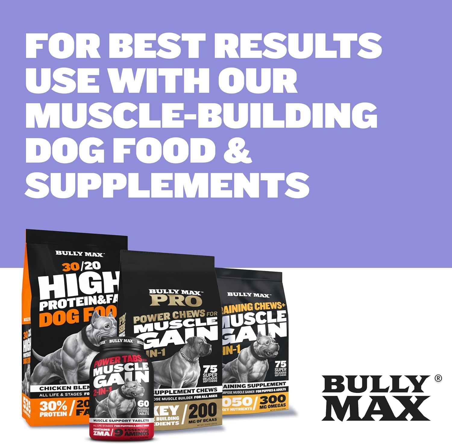 Bully Max 2-in-1 Post-Workout Recovery Support Chews - Dog Vitamins for Small & Large Breeds - Puppy and Adult Dog Hydration & Electrolyte Replenishment - 3 Packs, 75 Chews per Pack