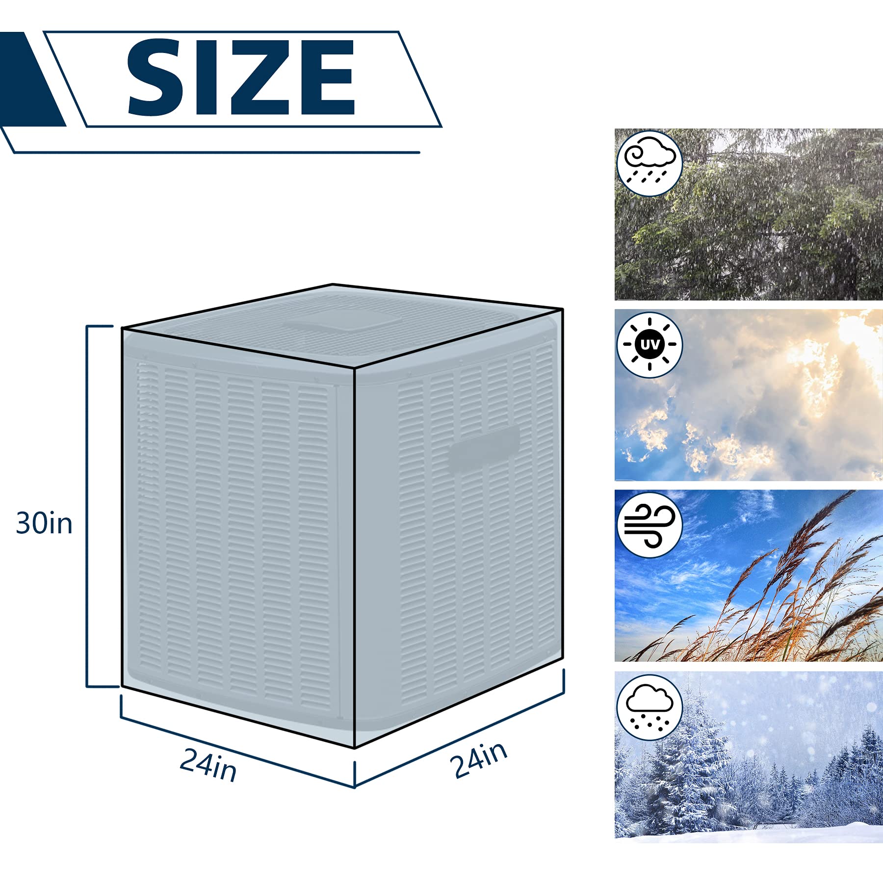 Pearwow Air Conditioner Cover for Outside Unit,Outdoor Central Winter AC Cover Fits up to 24L x 24W x 30H inches