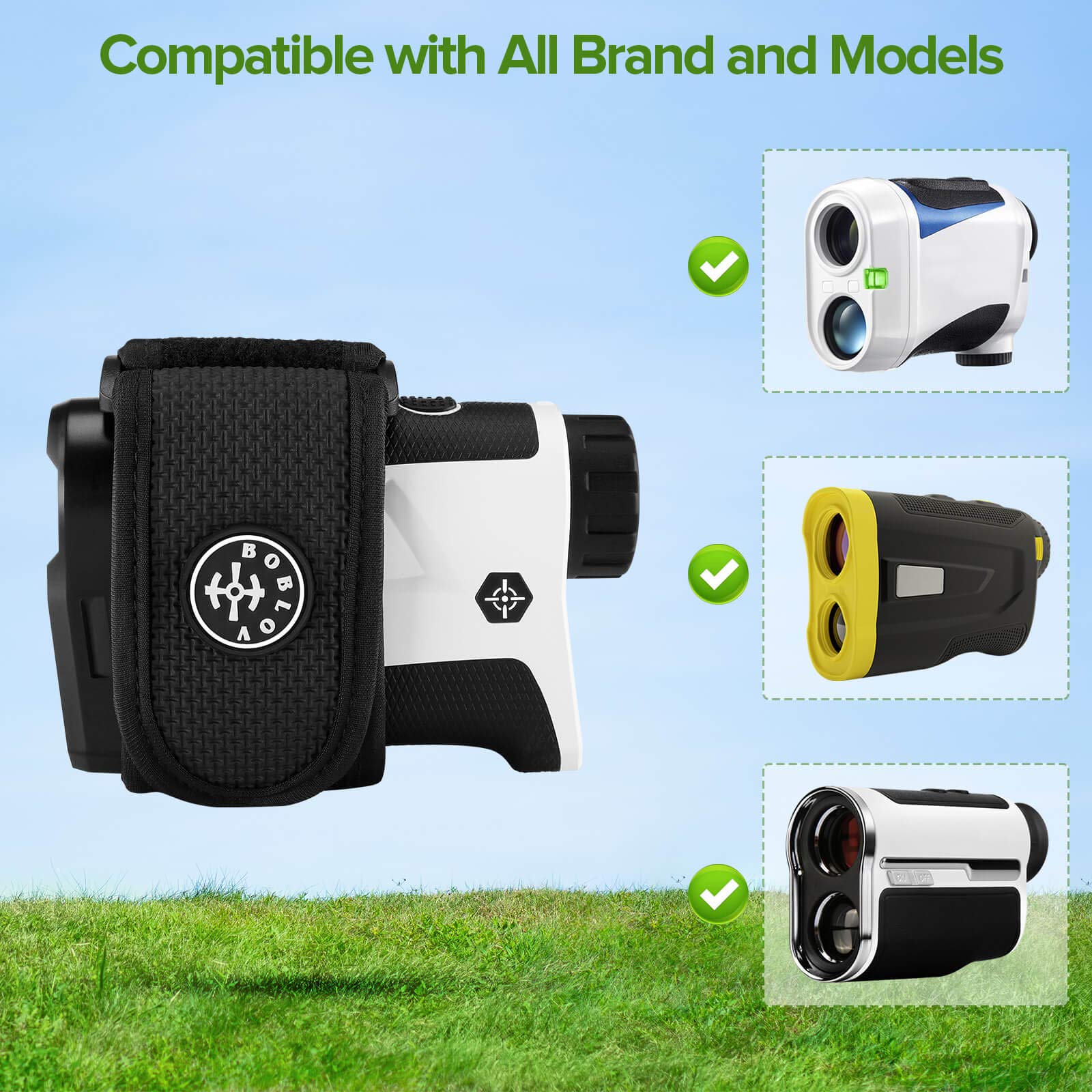 BOBLOV Golf Rangefinder Magnet Holder Strap, Universal Magnetic Straps for All Brand Rangefinder, 2pcs Big Strong Magnets &Adjustable Length,Easily Stick for Golf Cart Railing (Magnetic Holder Strap)