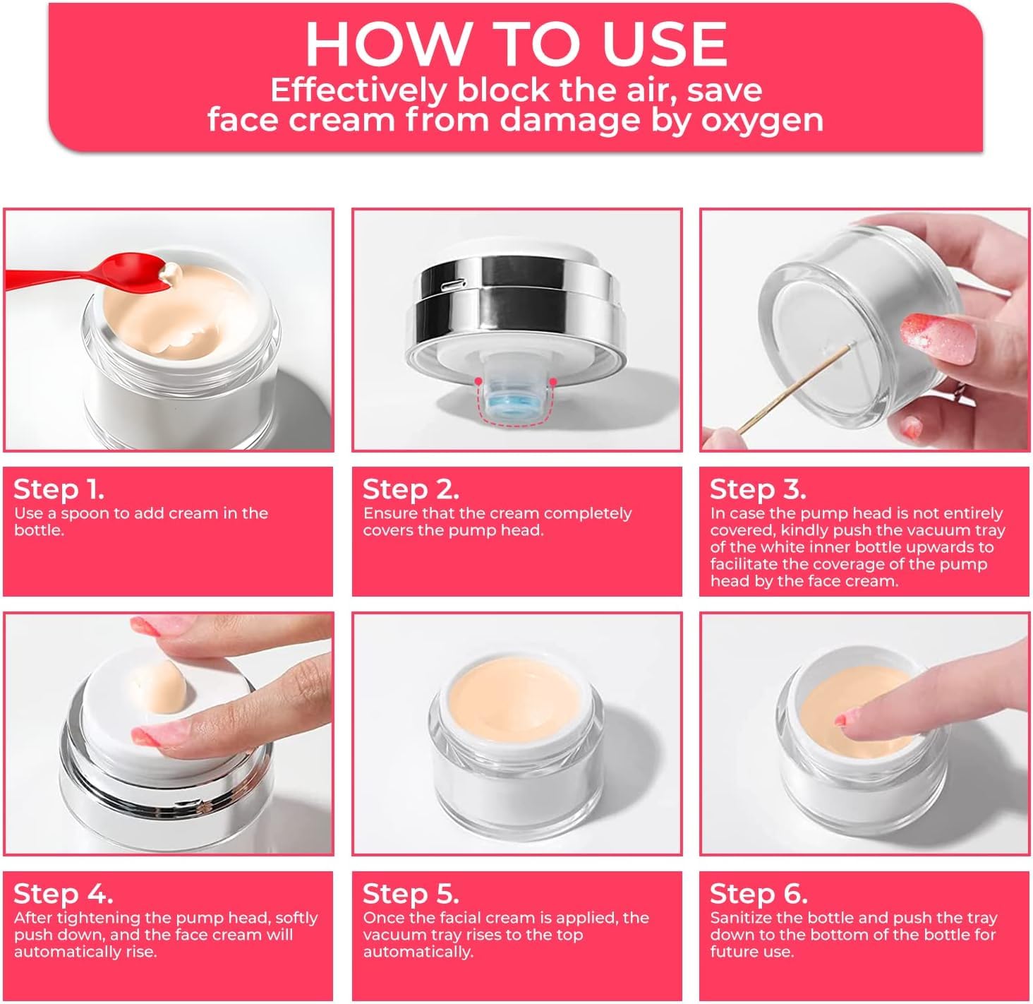 BRONZ 1.7 Oz Airless Pump Jar, Refillable Moisturizer Container Vacuum Bottle with Lid, Travel Size Leak Proof Empty Container with Moisturizer Pump Dispenser for Makeup Lotion