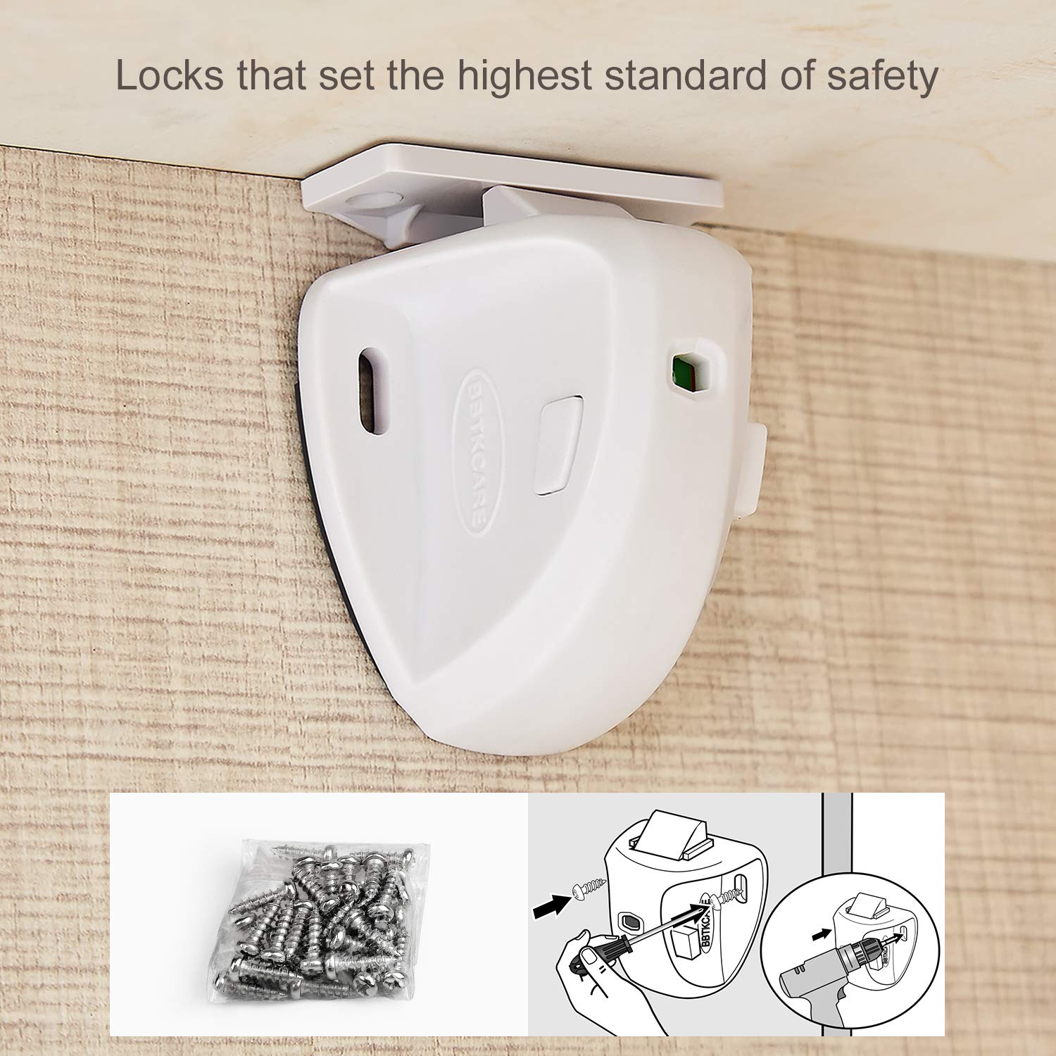 BBTKCARE Cabinet Locks for Babies | Adhesive Magnetic Baby Locks | Baby Proofing | Set of 8 Locks and 2 Keys
