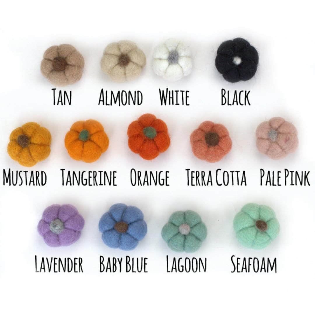 Felt Pumpkins- PICK YOUR COLORS- Approx. 1.5"- 100% Wool Felt- Fall Bowl Filler, Autumn Tiered Tray, Halloween Mantle Shelf Sitter, Thanksgiving Tablescape Centerpiece, DIY Handmade Craft