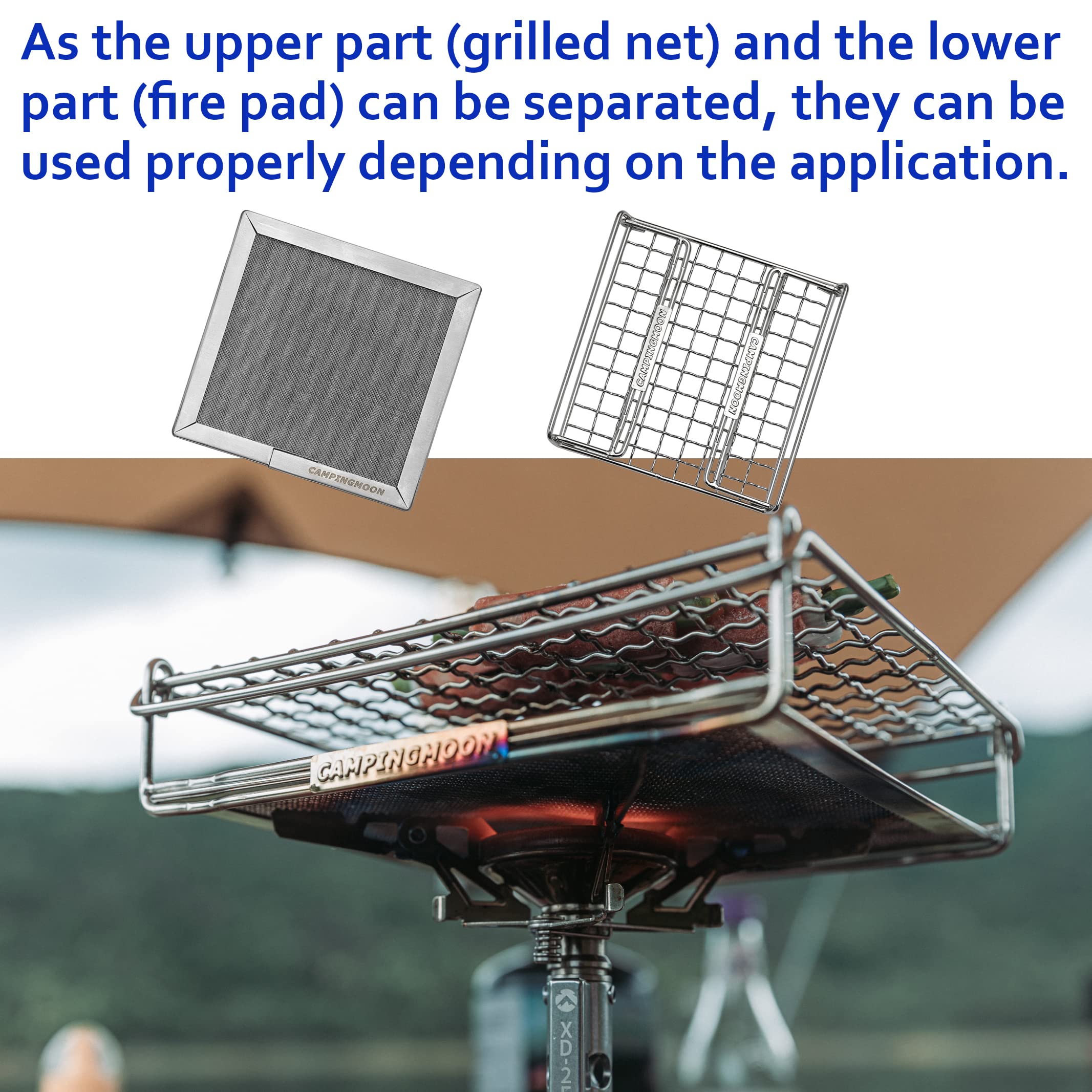 CAMPINGMOON Bread Toaster for Camping Stove Gas Fire 304 Stainless Steel Bread Toaster Small Size US-1312