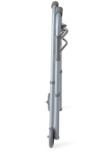 Medline Junior Two-Button Folding Walker with 5" Wheels, For Users 4'6" to 5'5"